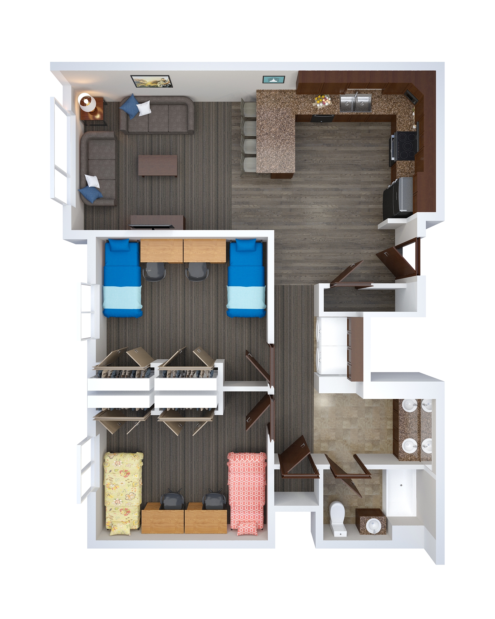 Student University Housing 3D Floor Plans by The 2D3D Floor Plan ...