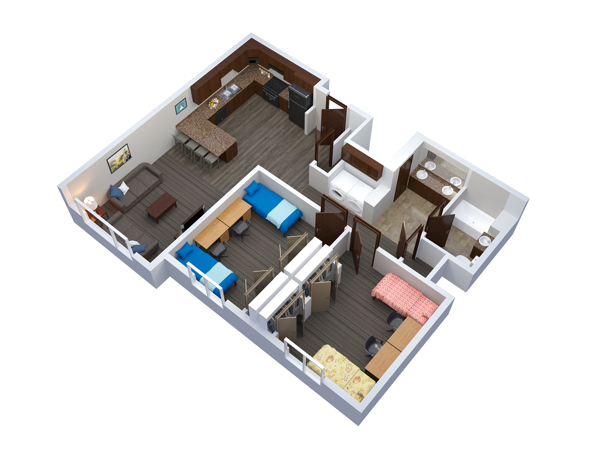 Student University Housing 3D Floor Plans by The 2D3D Floor Plan ...