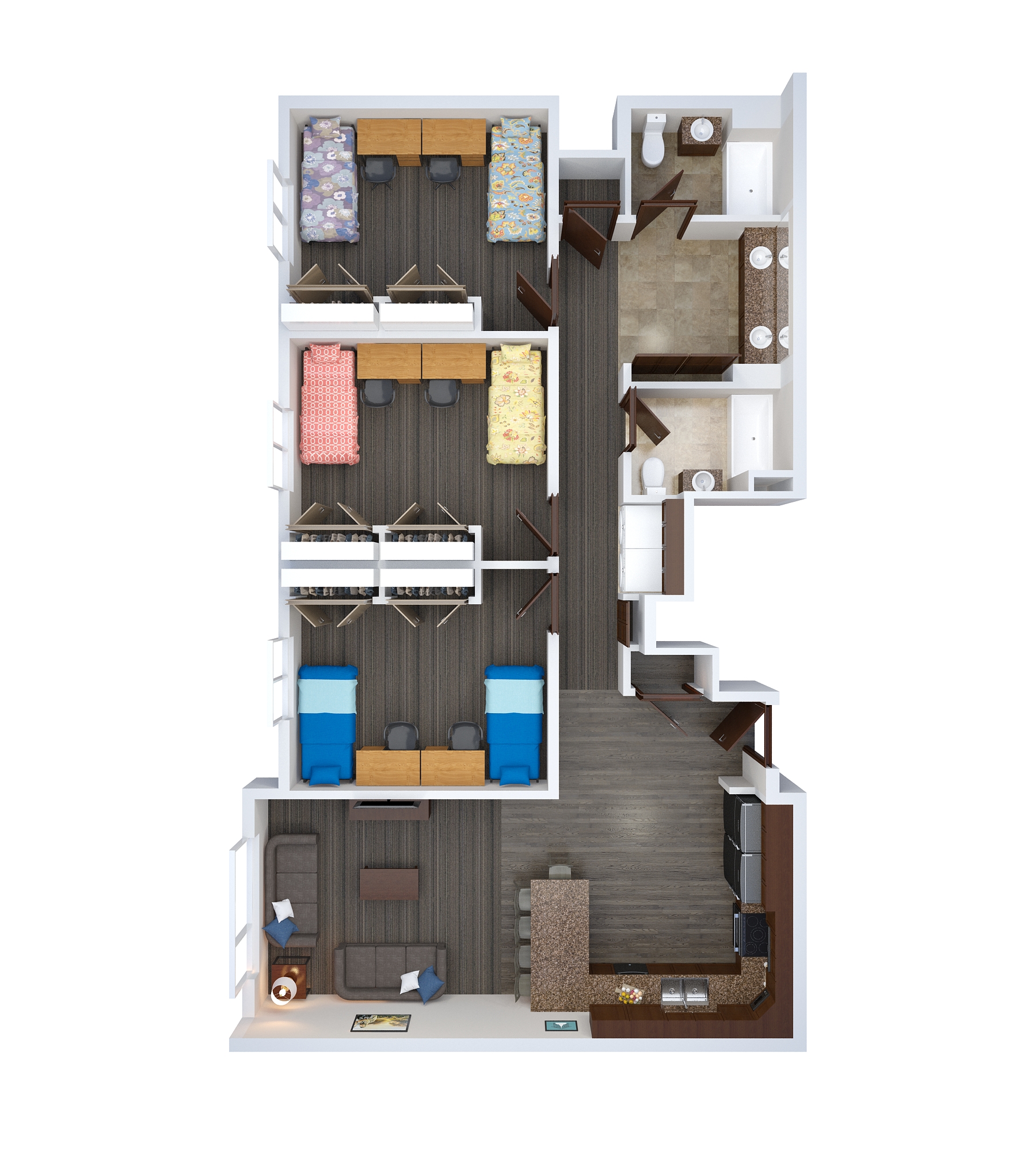 Student University Housing 3D Floor Plans by The 2D3D Floor Plan ...