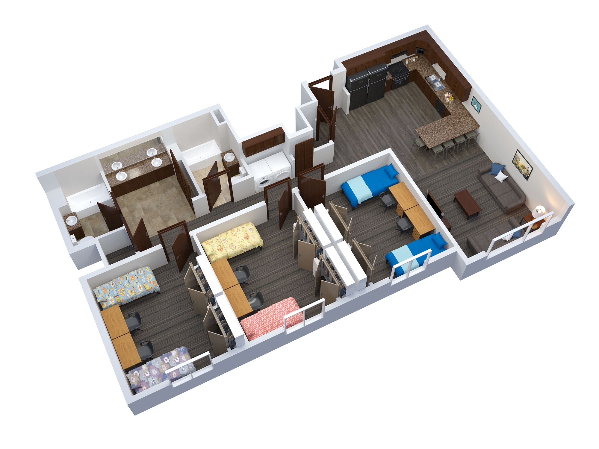 Student University Housing 3D Floor Plans by The 2D3D Floor Plan ...