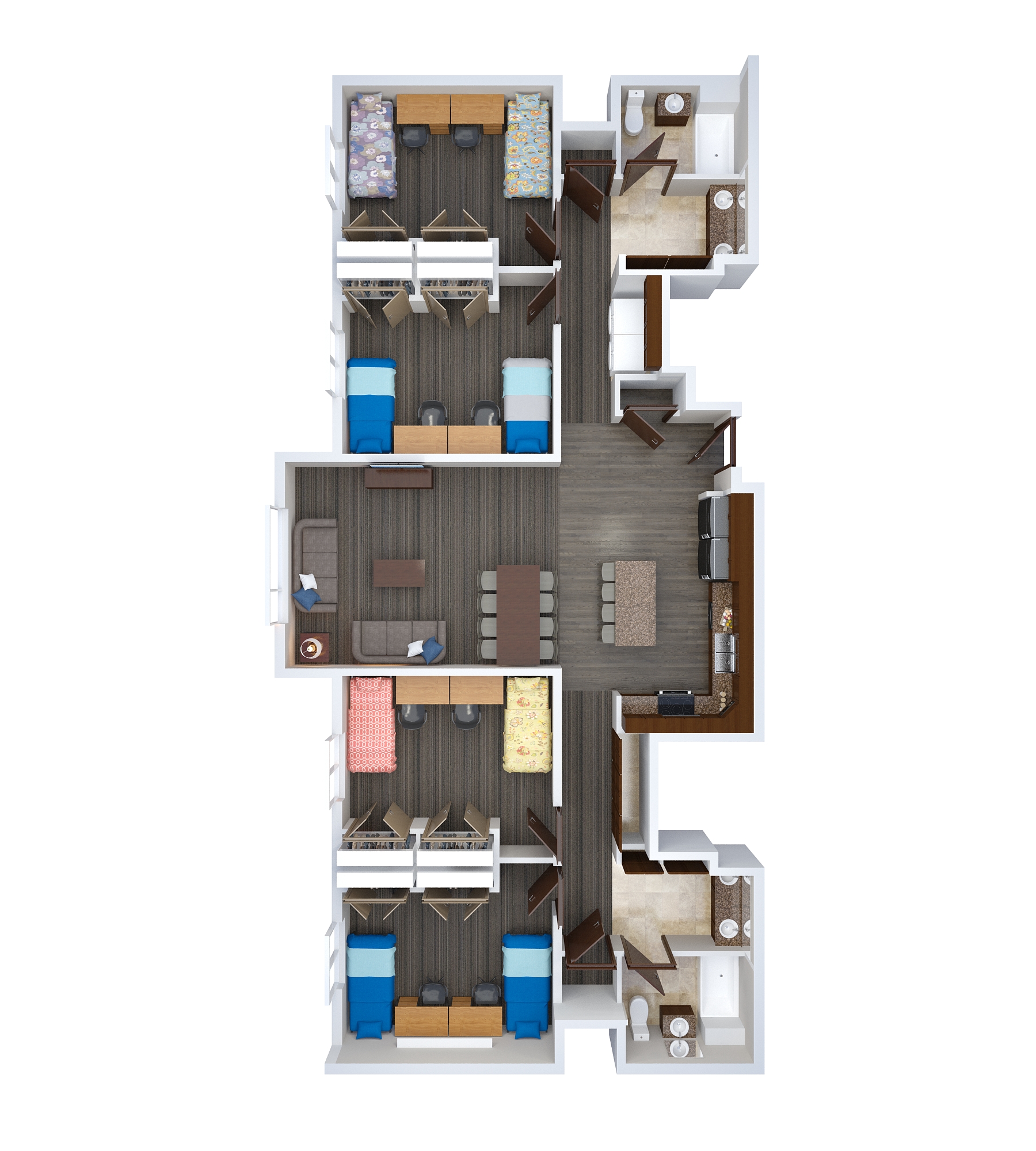 Student University Housing 3D Floor Plans by The 2D3D Floor Plan ...