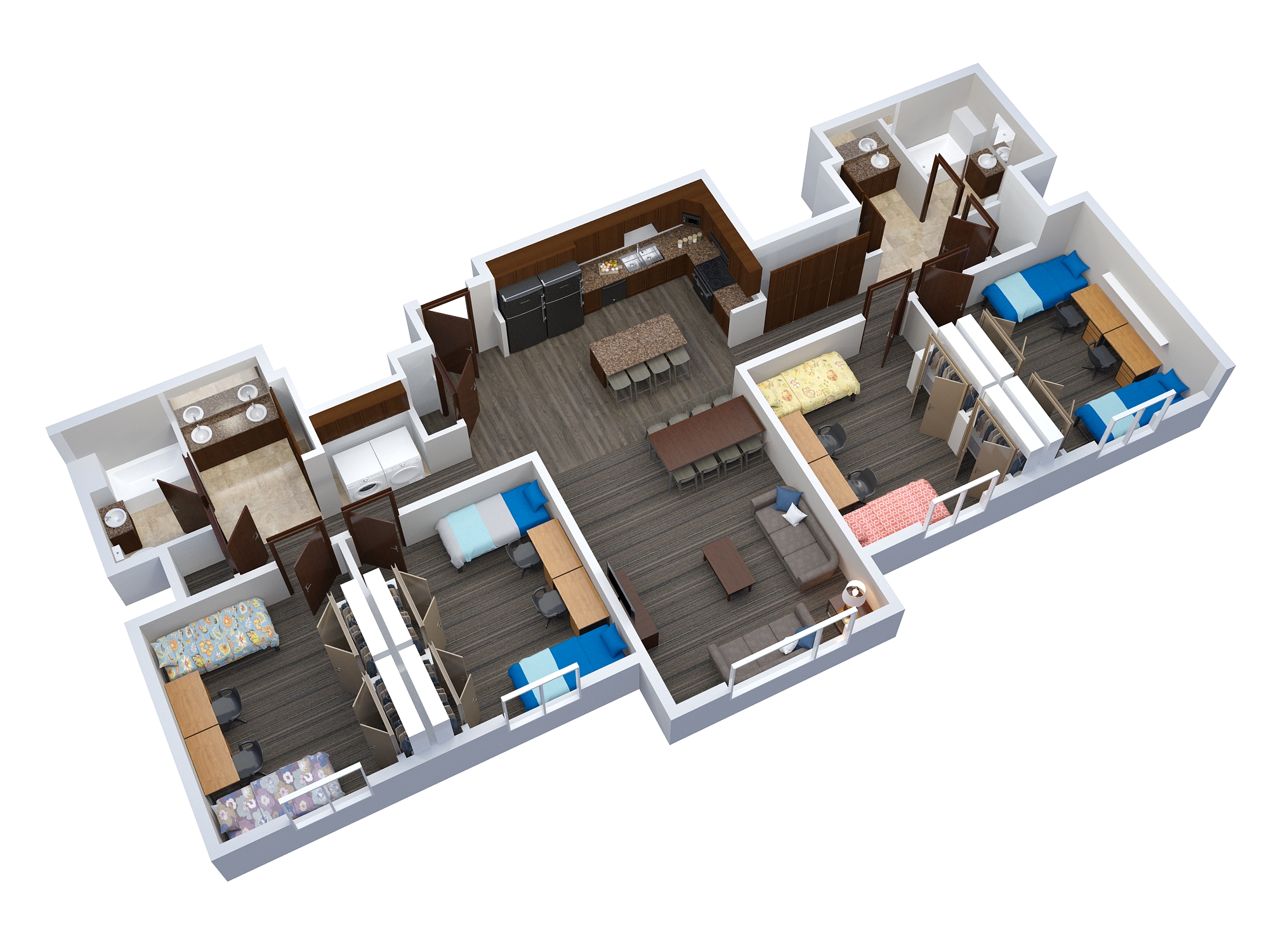 Student University Housing 3D Floor Plans by The 2D3D Floor Plan ...
