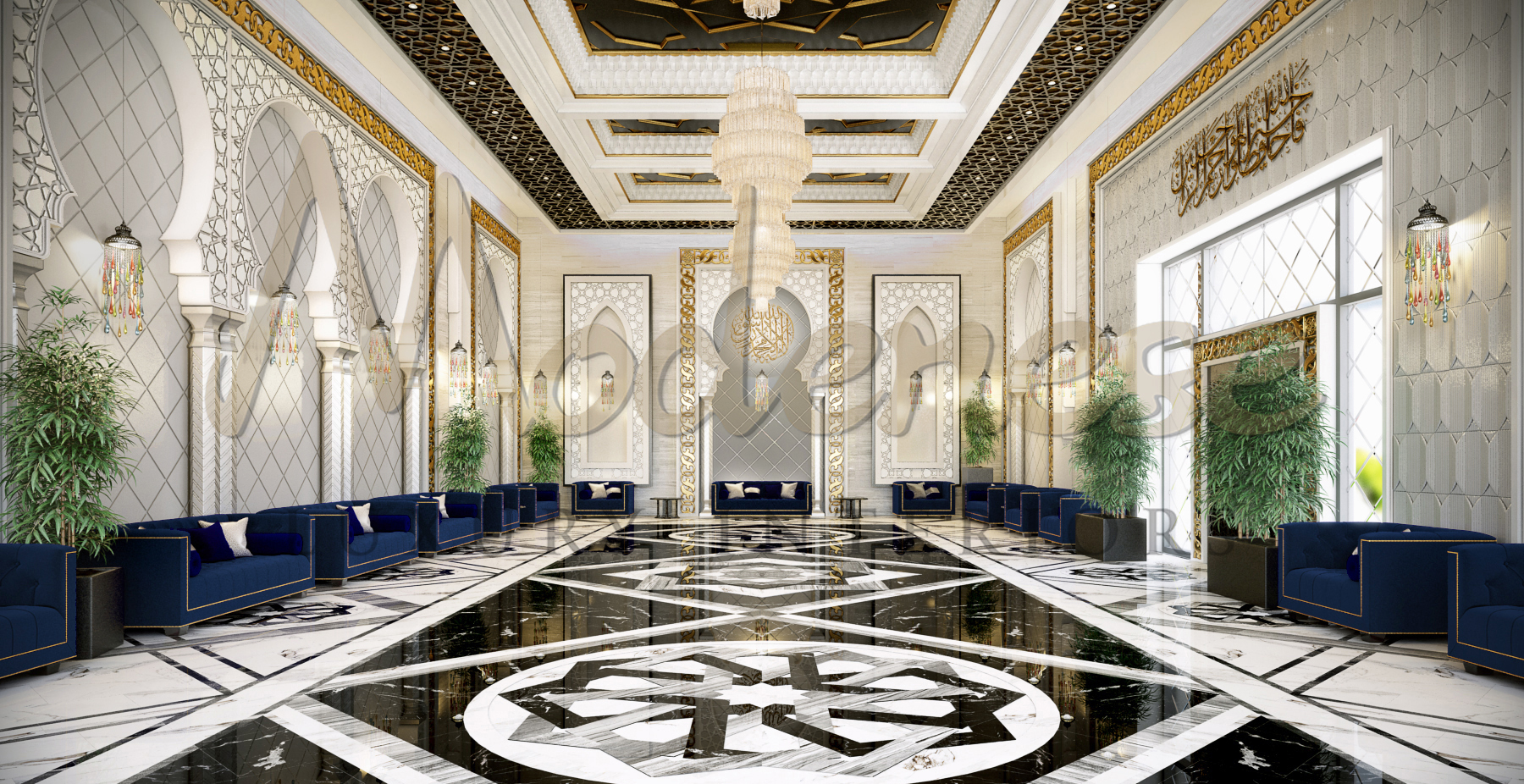 Hall Entrance Design For Villa in Bahrain by MODENESE Luxury Interiors ...