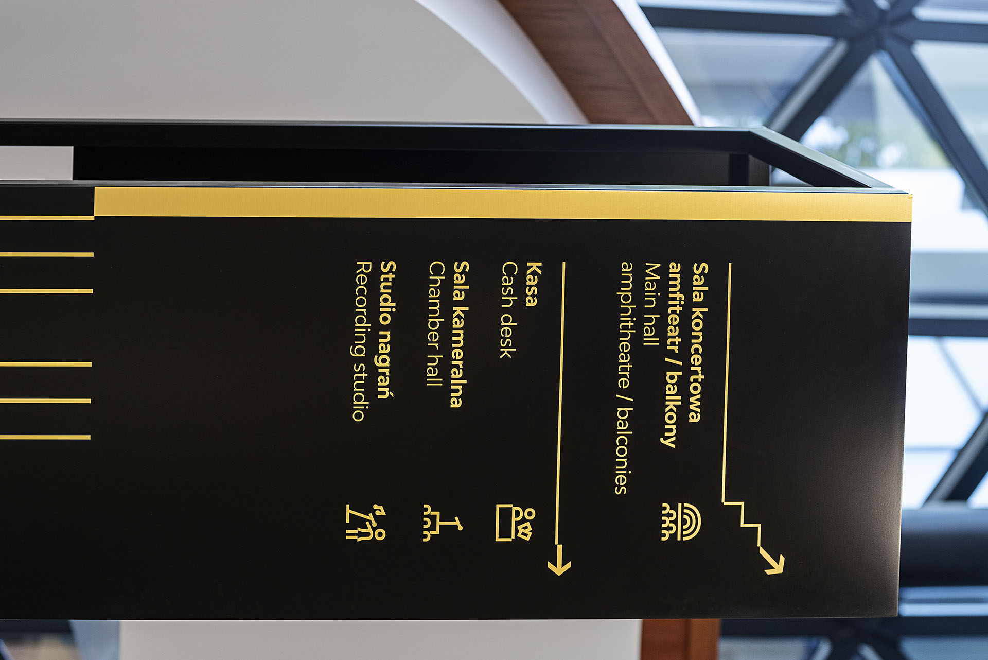 Wayfinding system for Cavatina Hall (concert hall) in Bielsko-Biała by ...