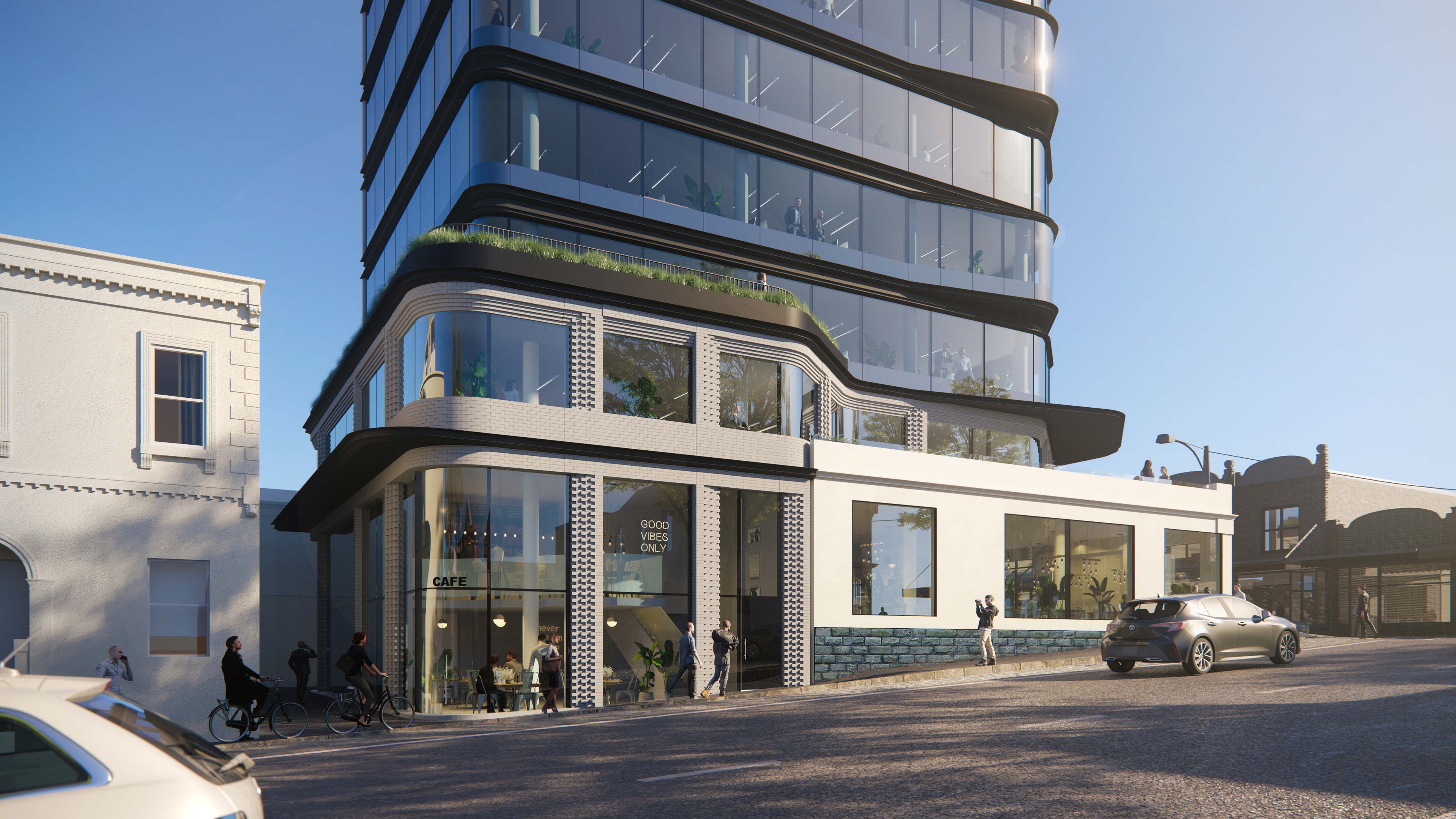 3d exterior rendering of a renovated commercial building in Collingwood ...