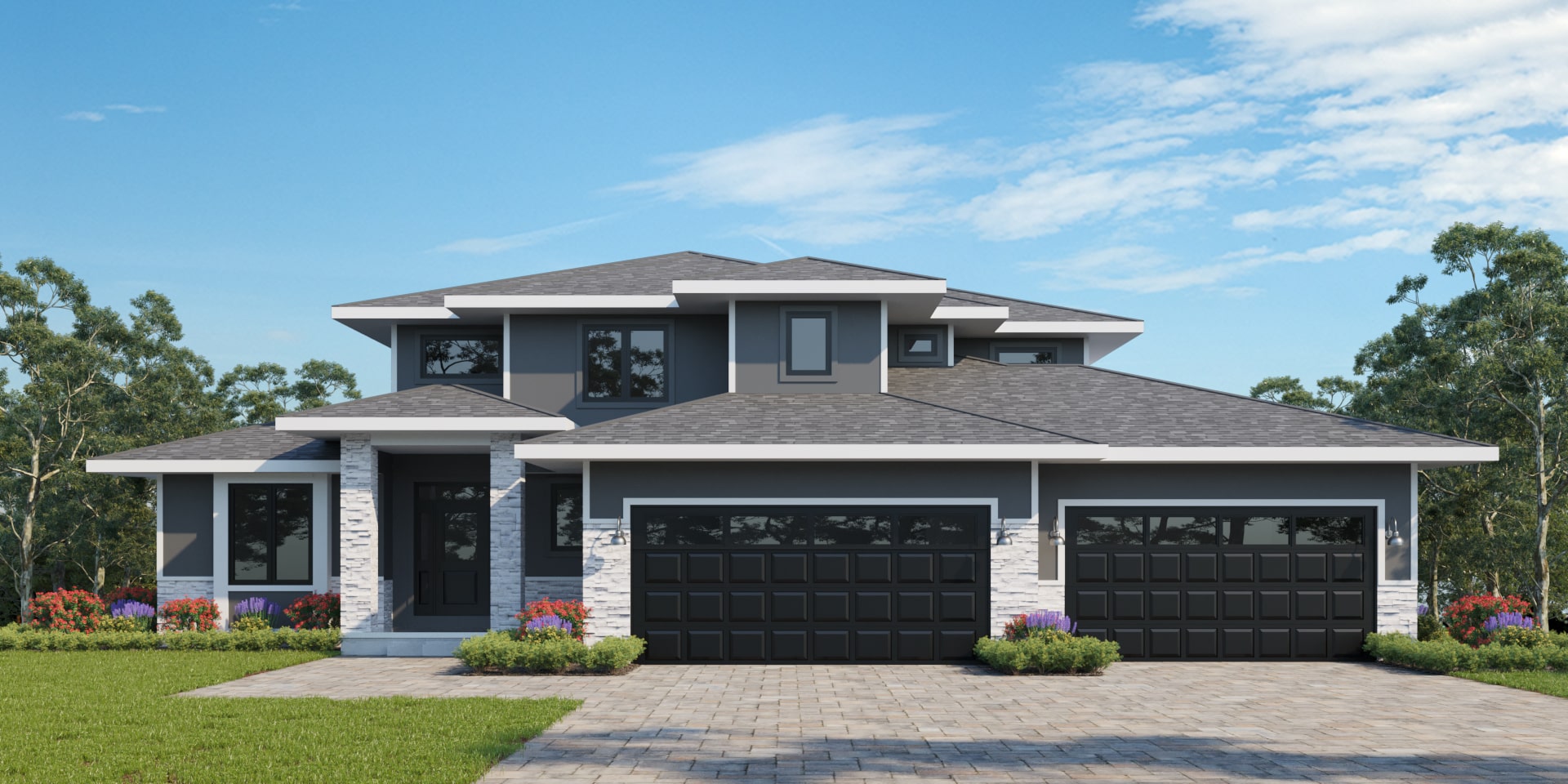 3D Front Exterior Design Rendering by The 2D3D Floor Plan Company ...