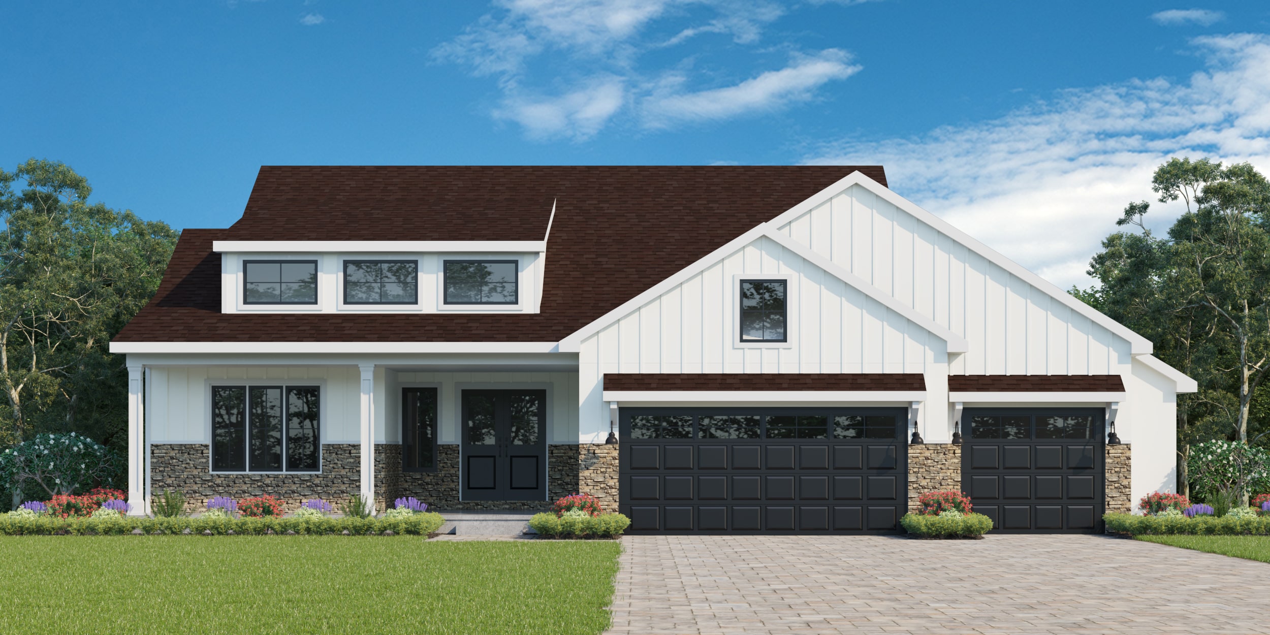 3D Front Exterior Design Rendering by The 2D3D Floor Plan Company ...