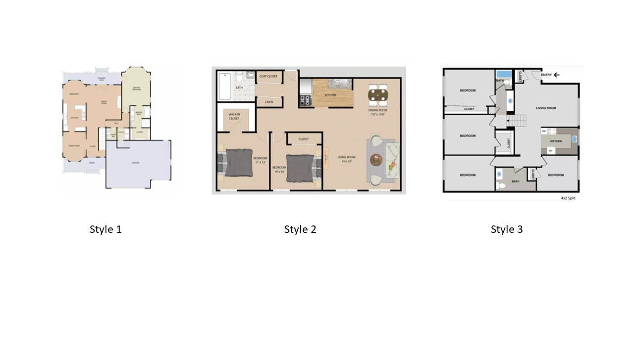 2D Floor Plan Design Rendering with Custom Colors Texture Furniture by ...