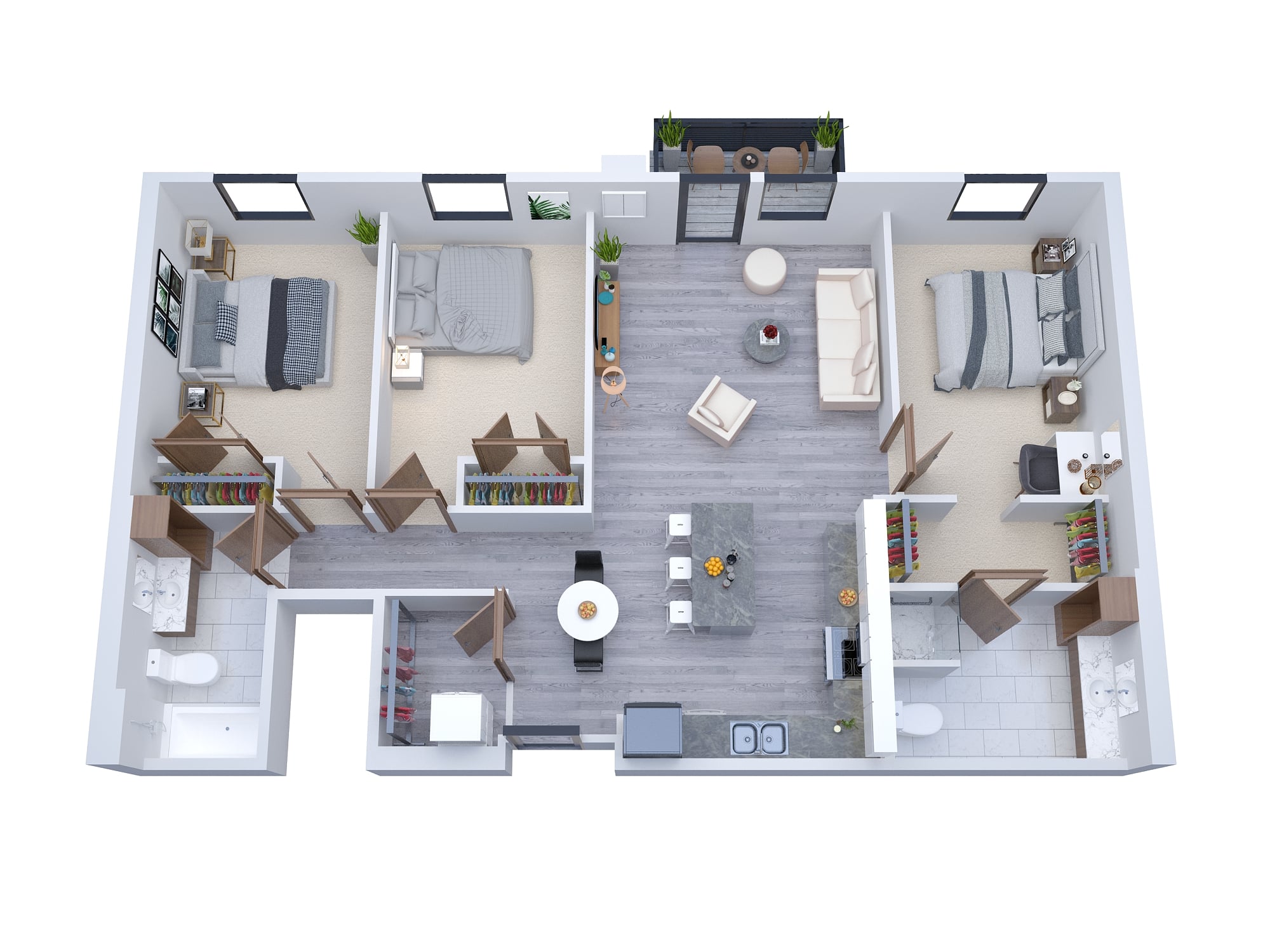 Top-View Perspective 3D Floor Plans by The 2D3D Floor Plan Company ...