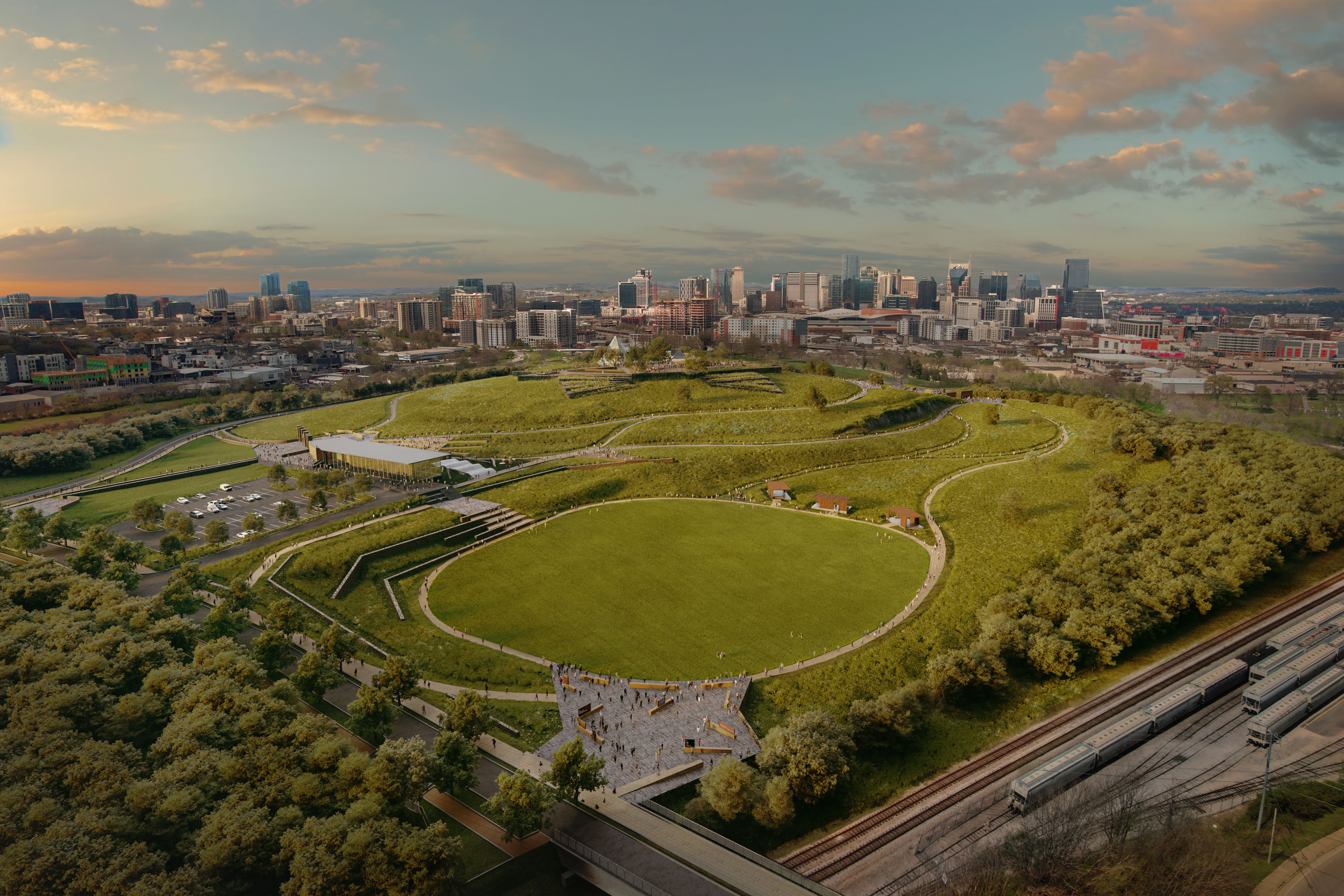 Aerial rendering for Fort Negley park reconstruction project by Lunas ...