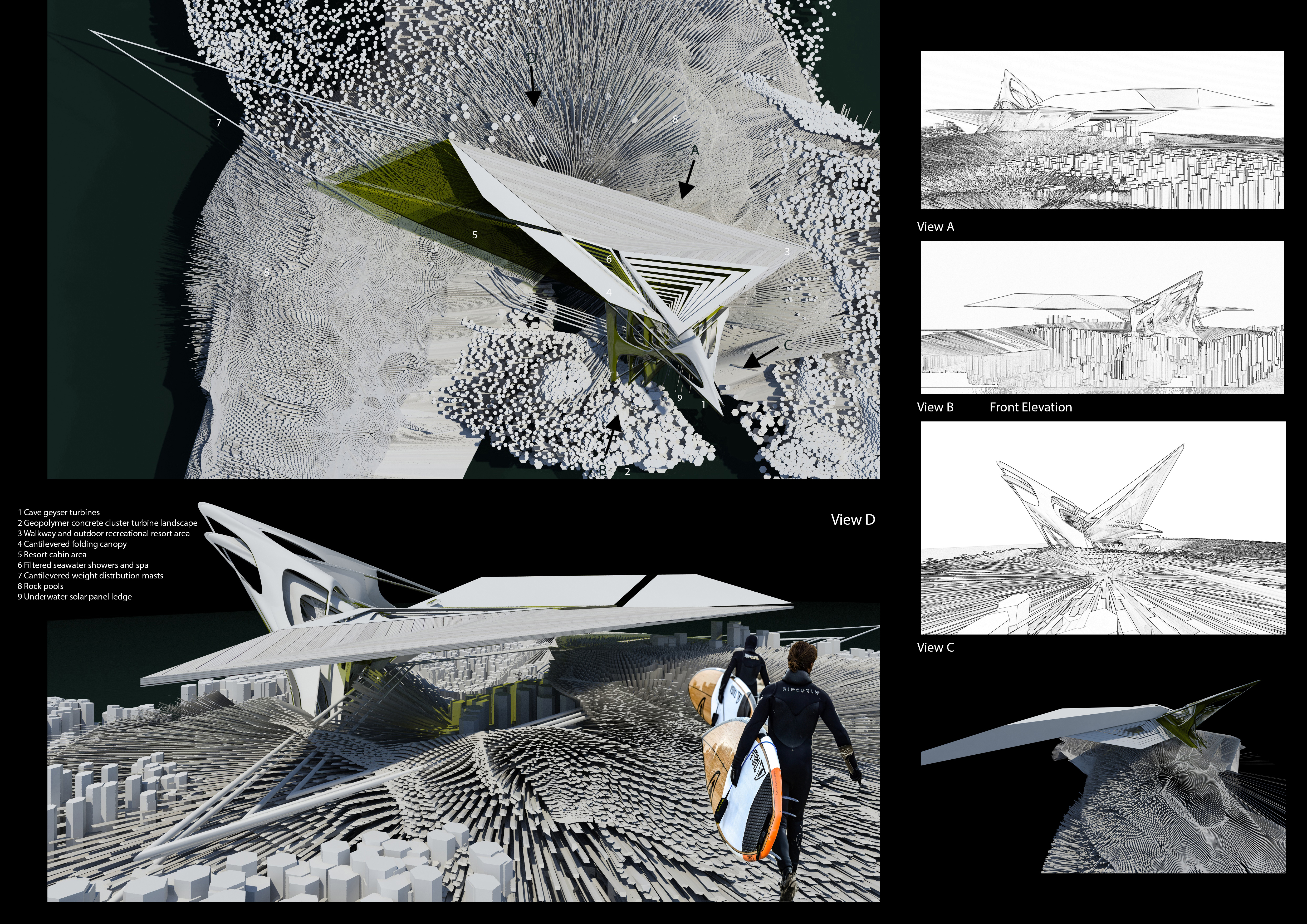 Hydrokinetic Geyser tidal pool resort by Margot Krasojevic Architecture ...
