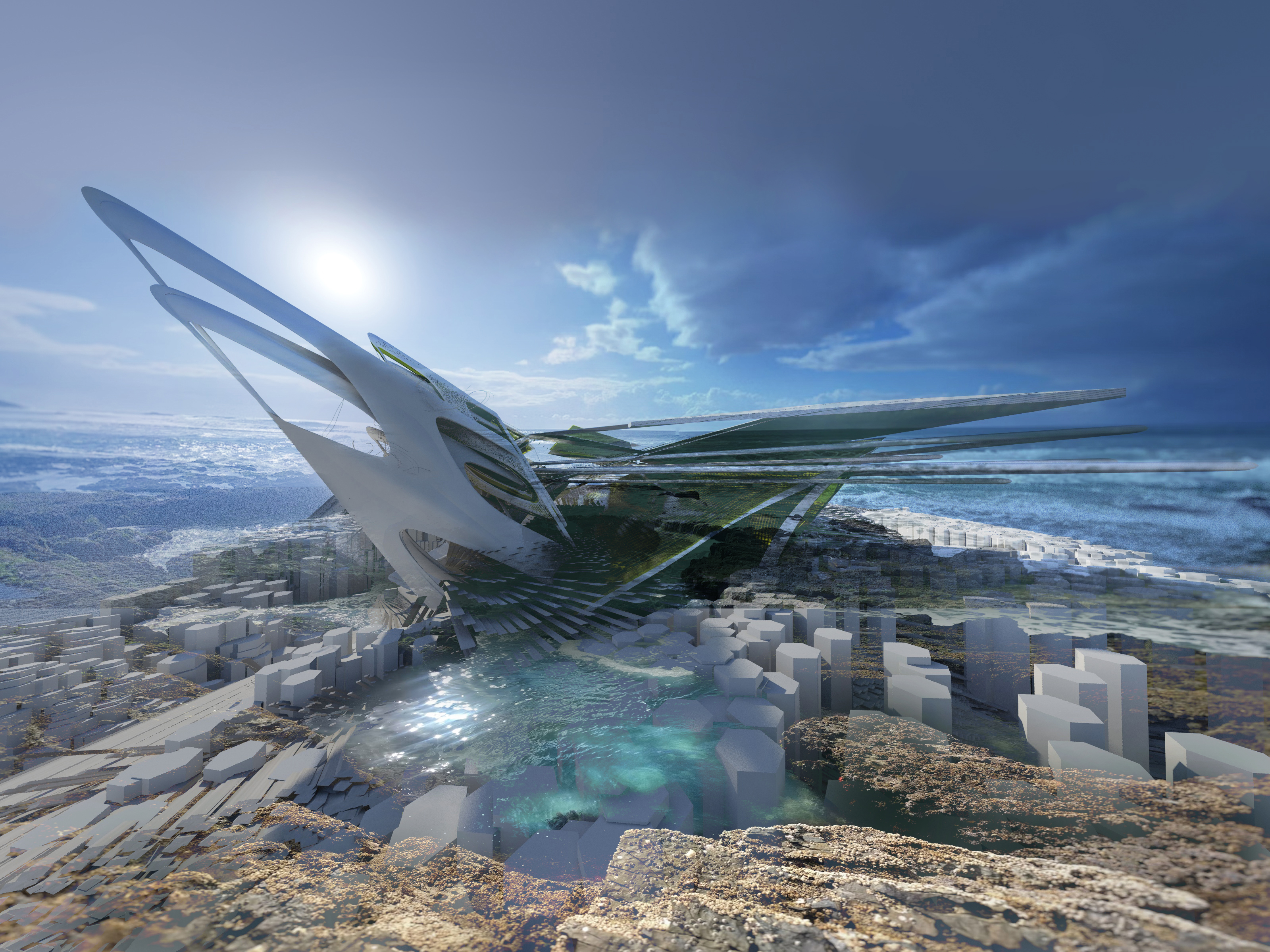 Hydrokinetic Geyser tidal pool resort by Margot Krasojevic Architecture ...