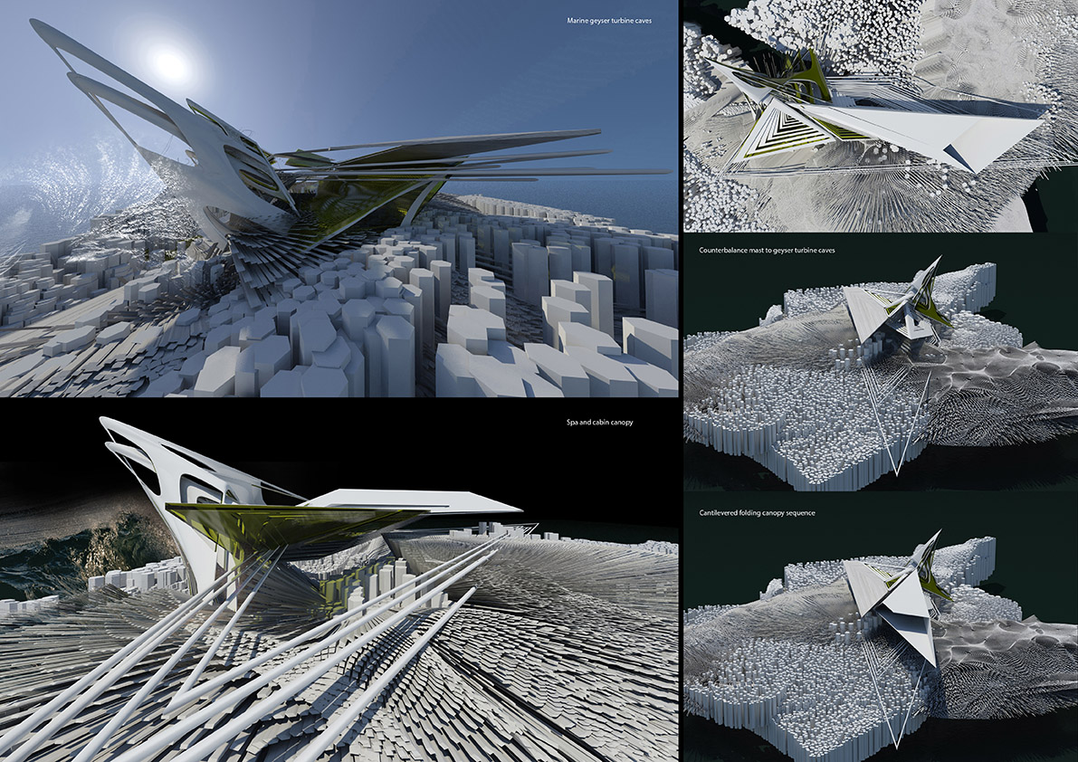 Hydrokinetic Geyser tidal pool resort by Margot Krasojevic Architecture ...