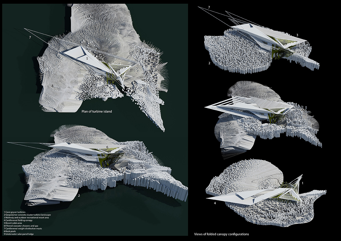 Hydrokinetic Geyser tidal pool resort by Margot Krasojevic Architecture ...