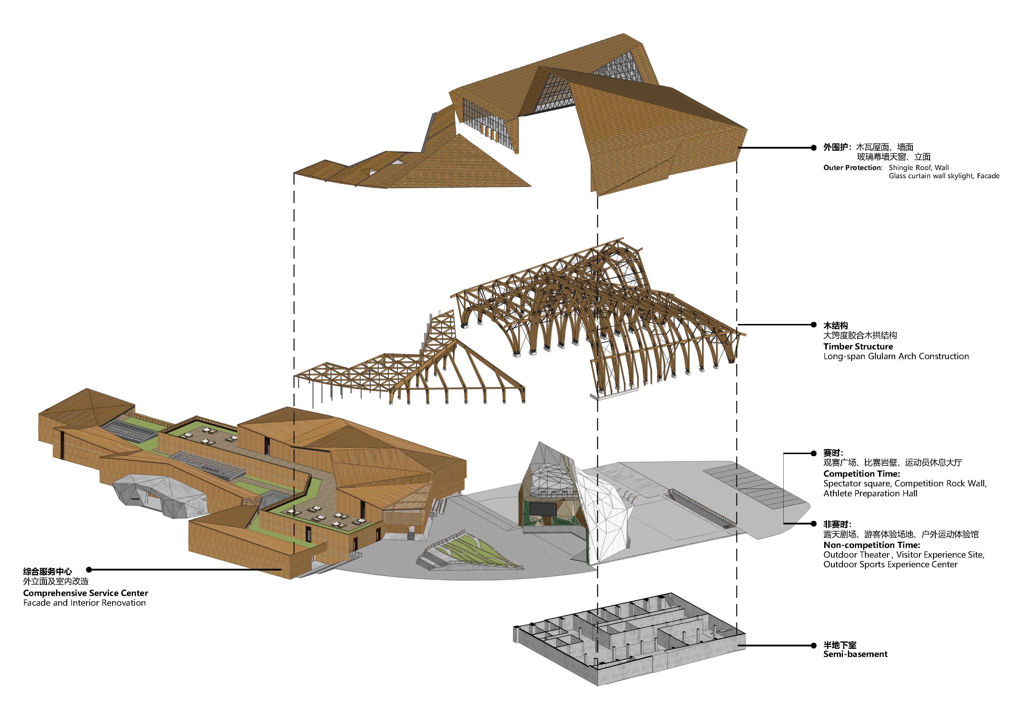 Getu Climbing Gymnasium of Ziyun - Twin Arch Timber Structure Salute to ...
