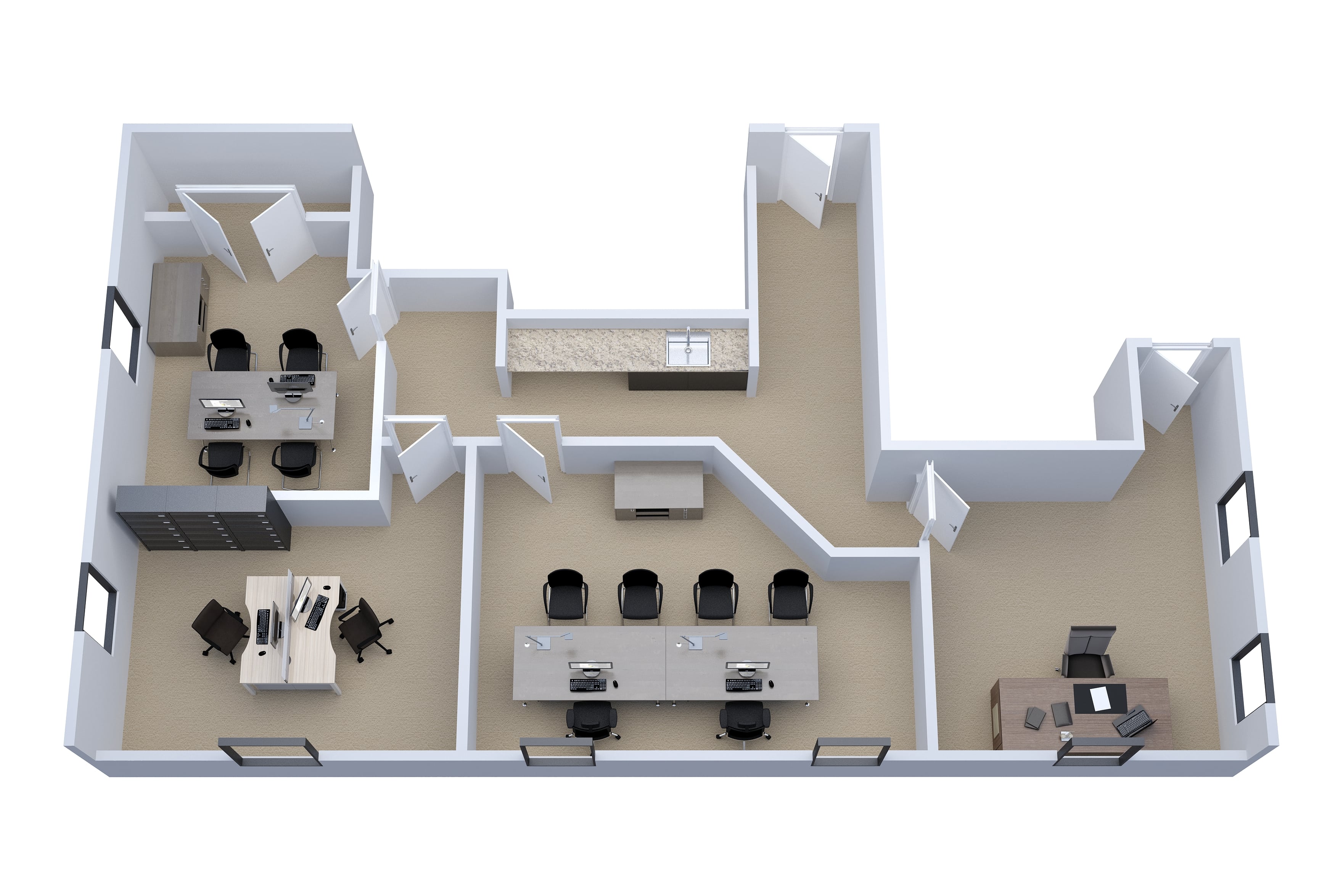 3D Floor Plan with Staged Office Furniture by The 2D3D Floor Plan ...