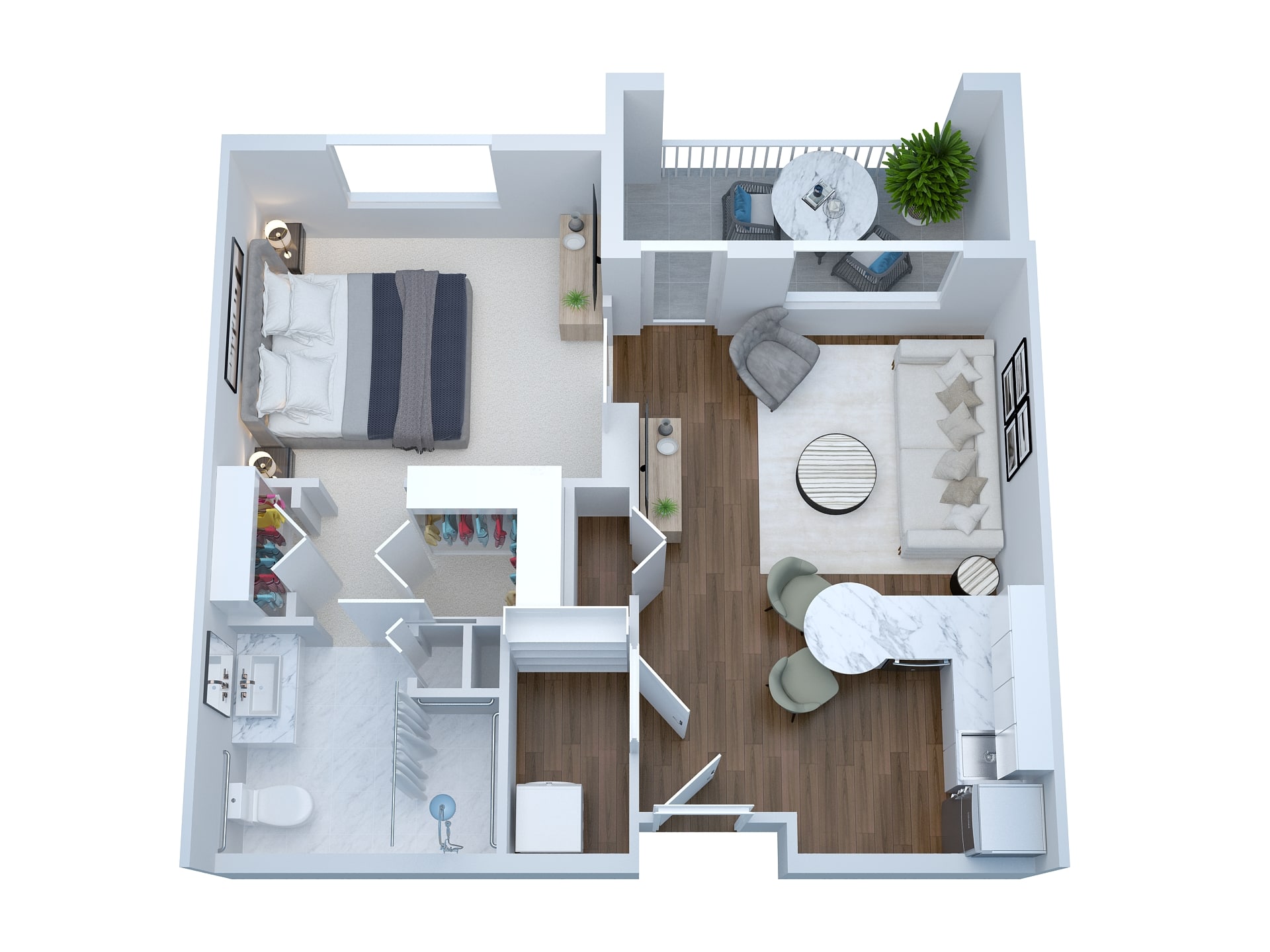 Off-White Bedroom Carpet 3D Floor Plans by The 2D3D Floor Plan Company ...