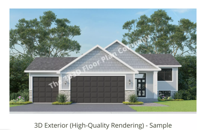 Exterior Rendering of American Home by The 2D3D Floor Plan Company ...