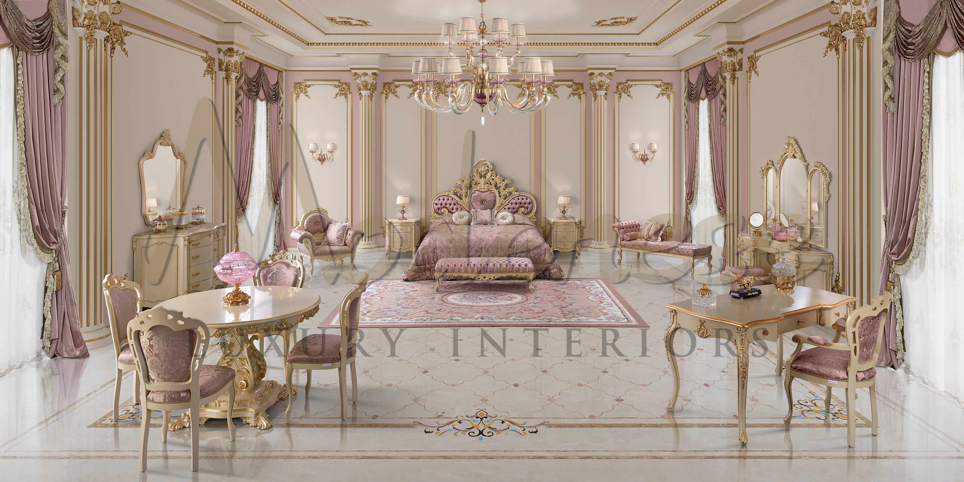 Luxury Rococo Pink Bedroom Design by MODENESE Luxury Interiors - Architizer
