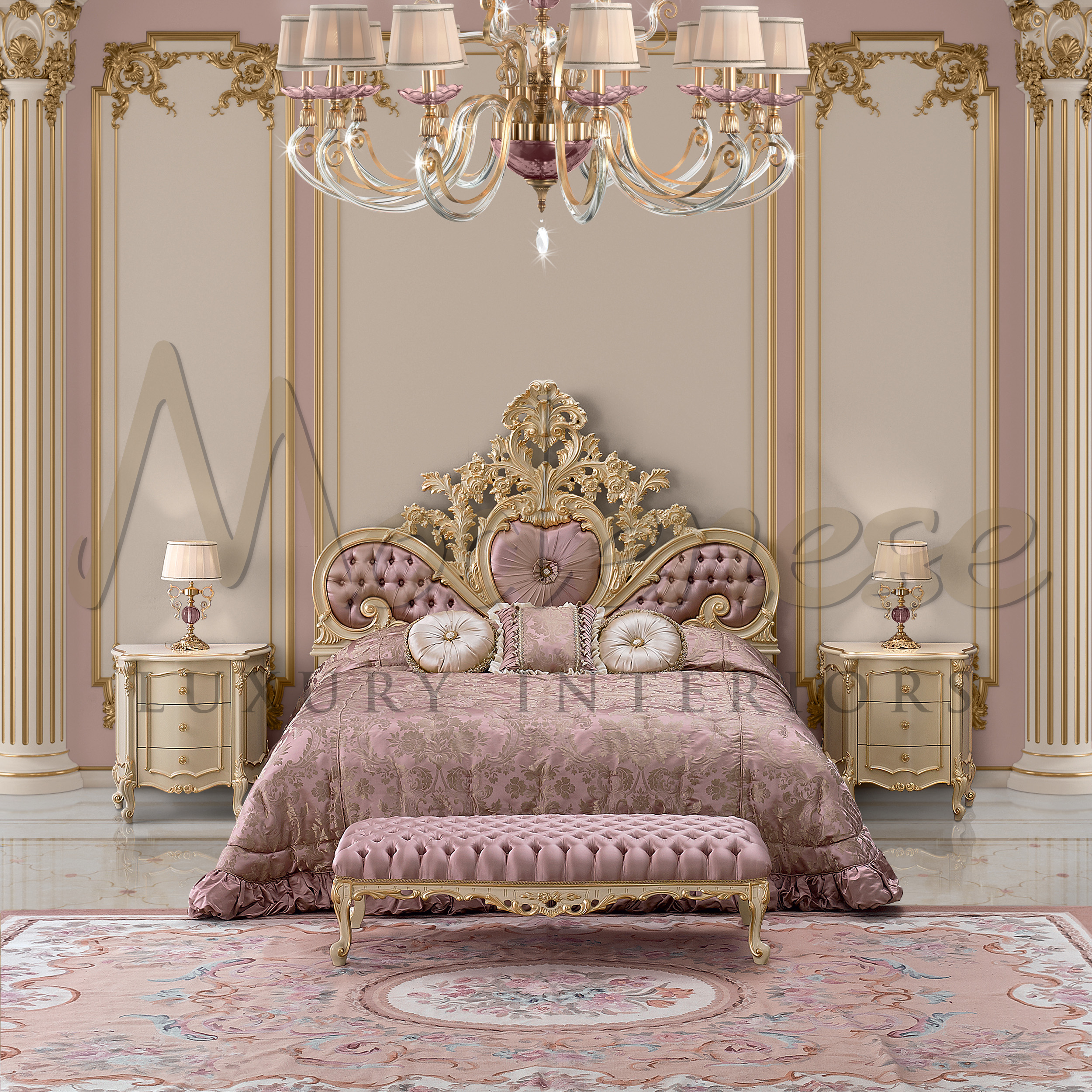 Luxury Rococo Pink Bedroom Design by MODENESE Luxury Interiors - Architizer
