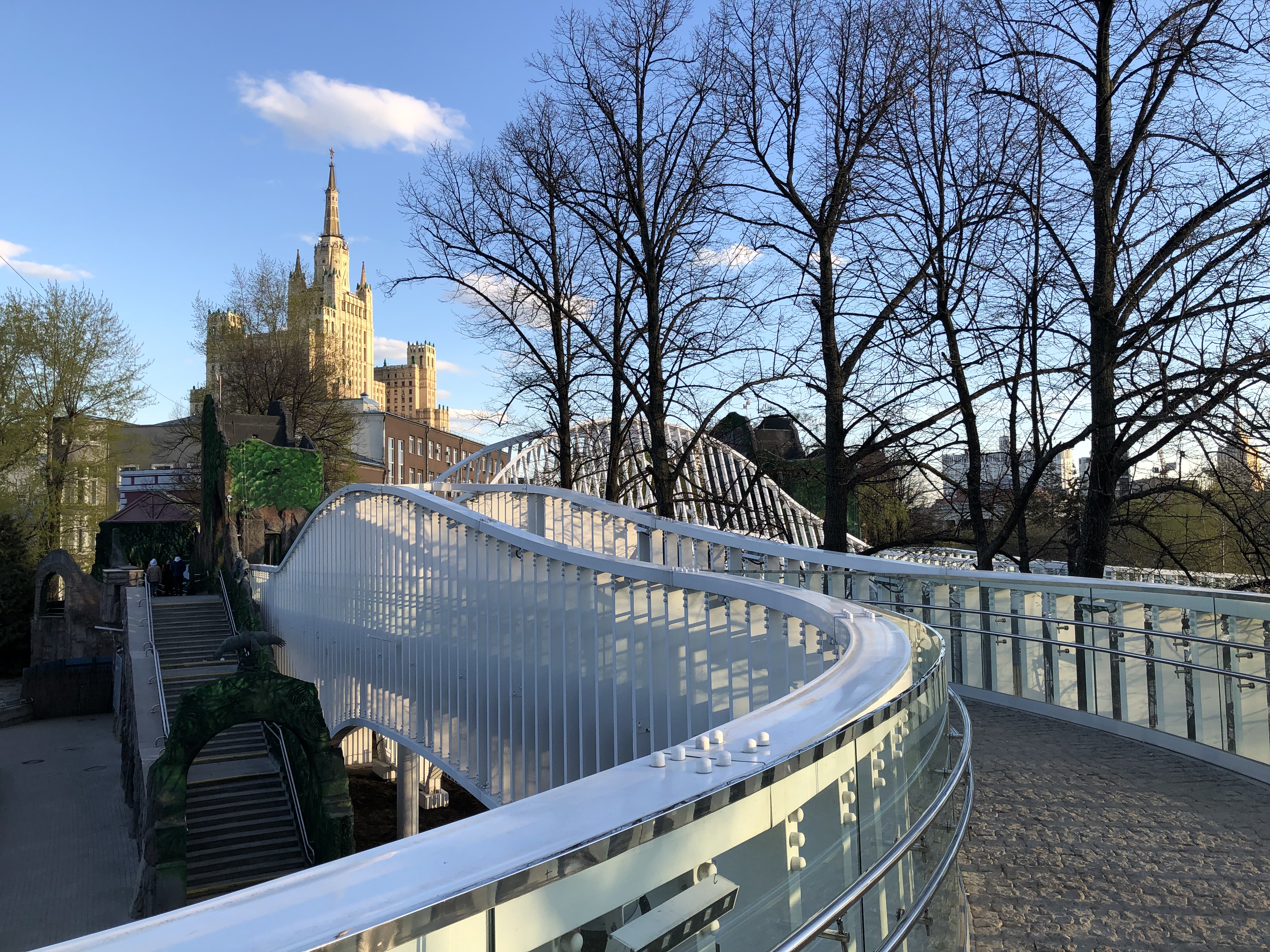 Pedestrian bridge-wave across Bolshaya Gruzinskaya street in Moscow by ...