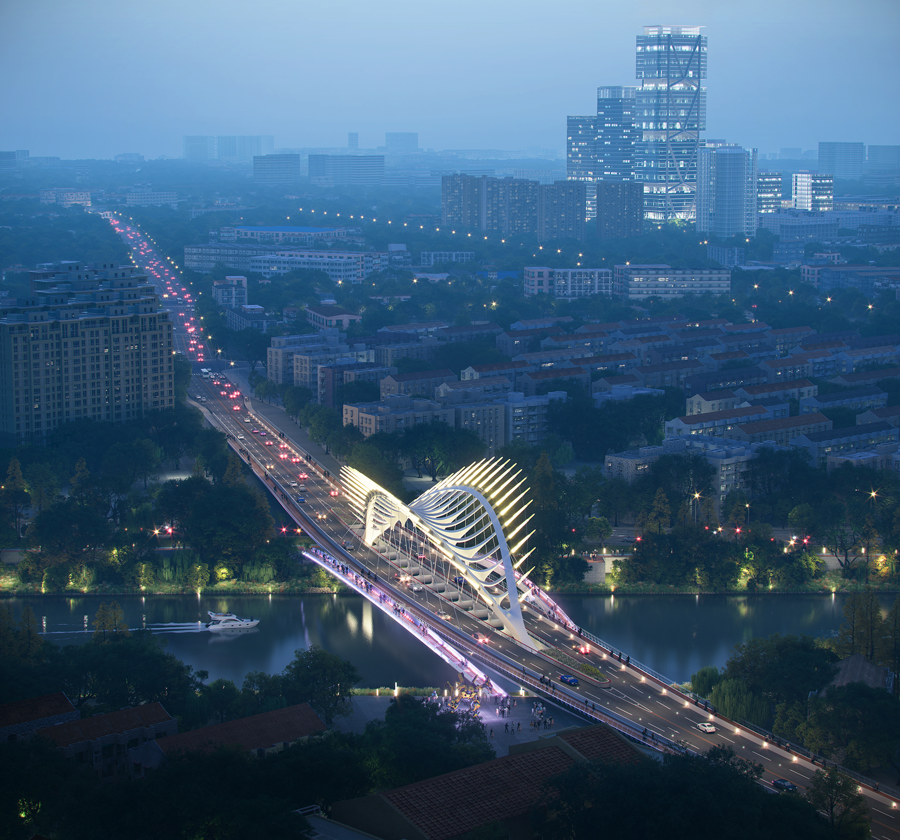 The Brocade Loom, Qinhuai New River Bridge by ATAH - Architizer
