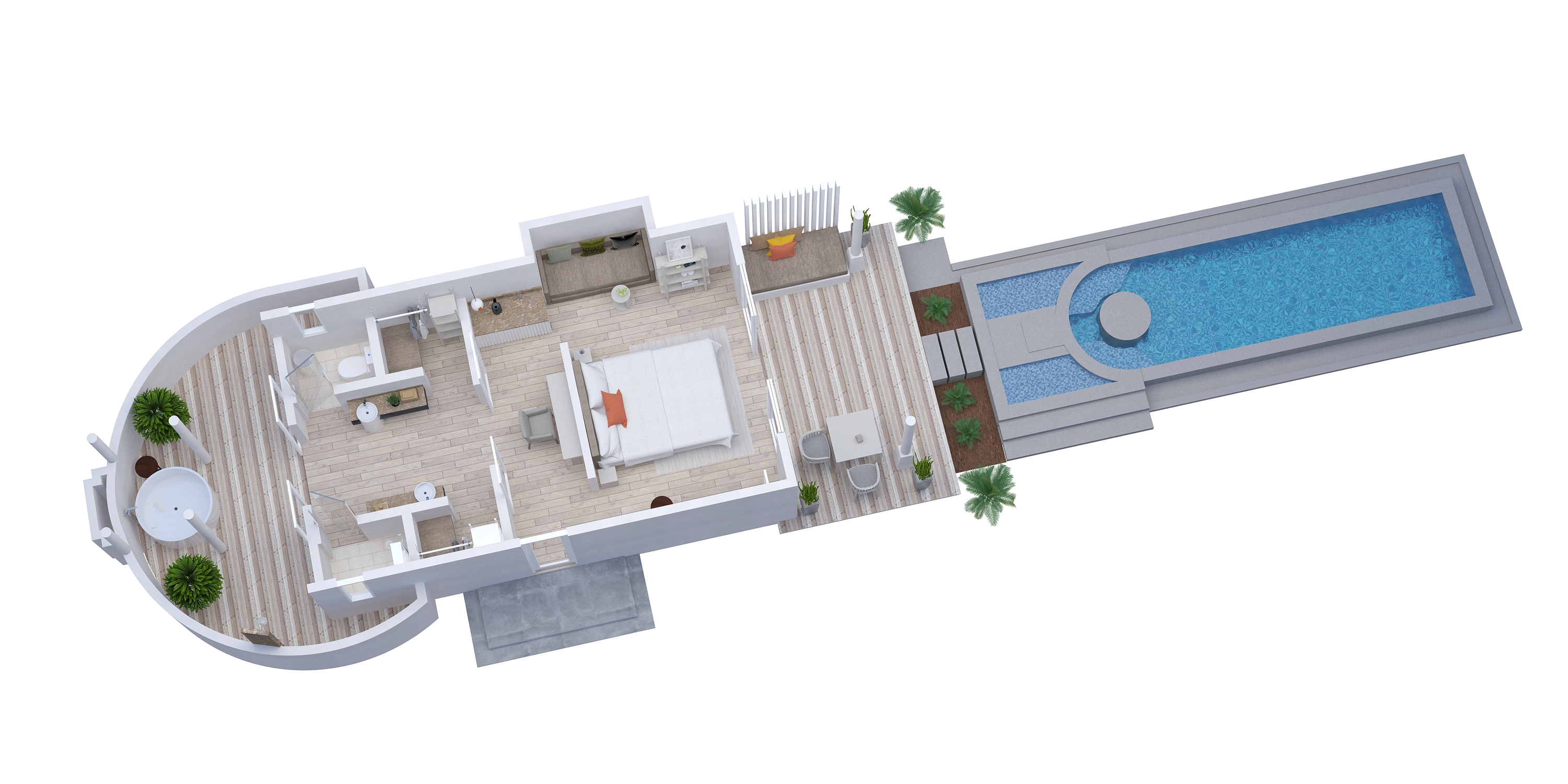 3D Floor Plan with Swimming Pool for Hotel / Resort / Villa by The 2D3D ...
