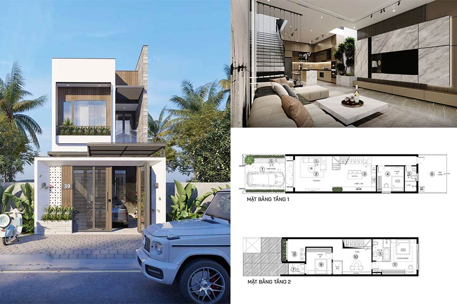 Phối cảnh kiến trúc mẫu nhà 1 trệt 1 lầu đẹp 4x20m by NEOHouse CTy ...