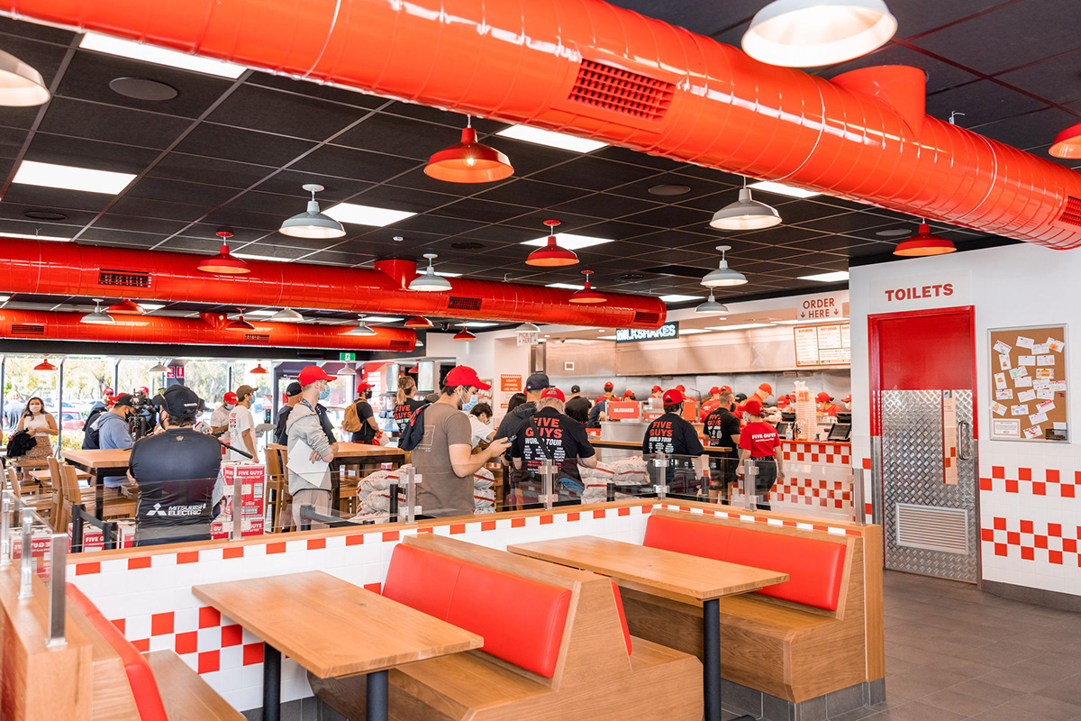 Five Guys, Penrith. Restaurant Design - Australia. by COOOP. - Architizer