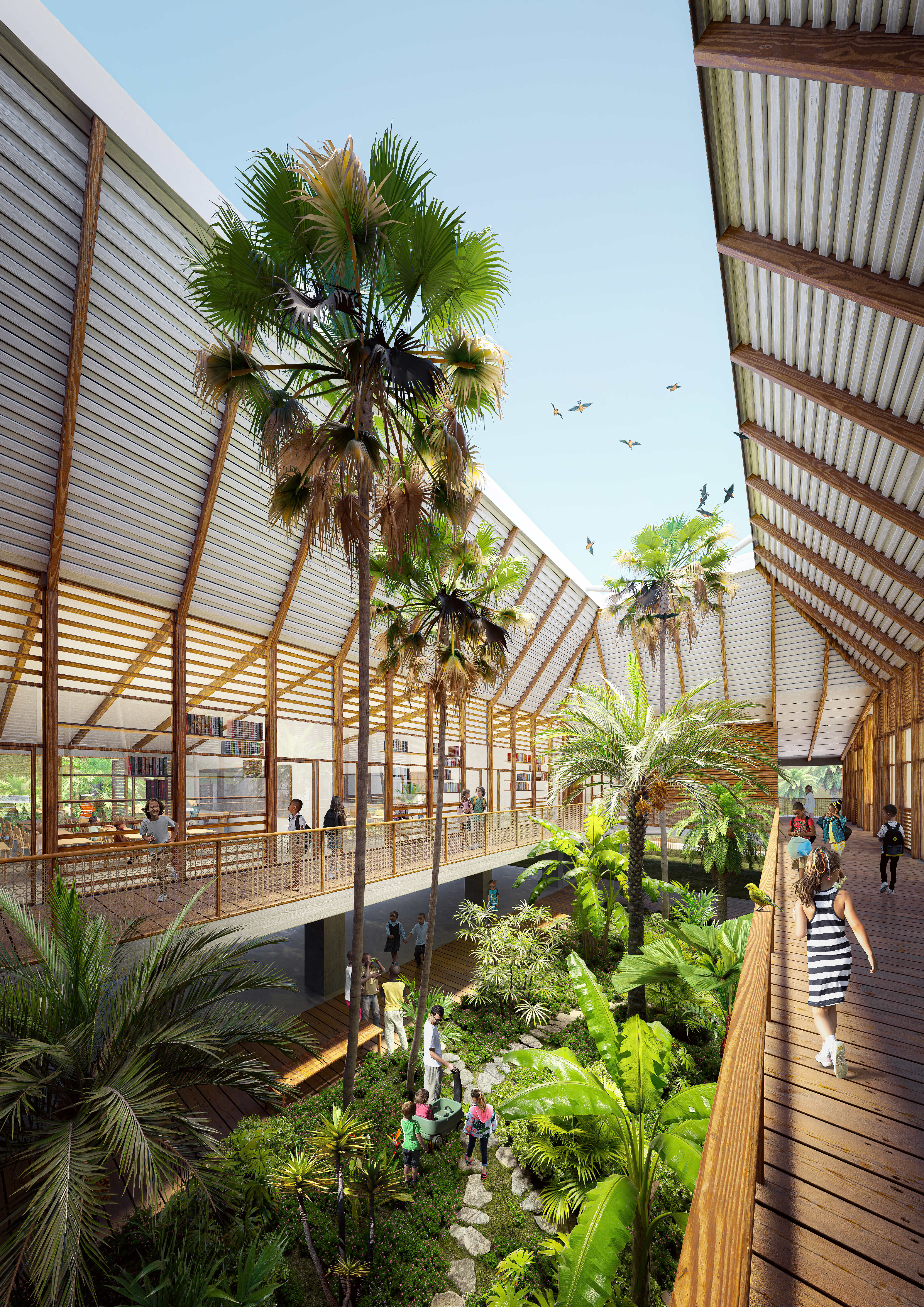 Competition - The three-patio school by Bruneau Ghezzi Architectes ...