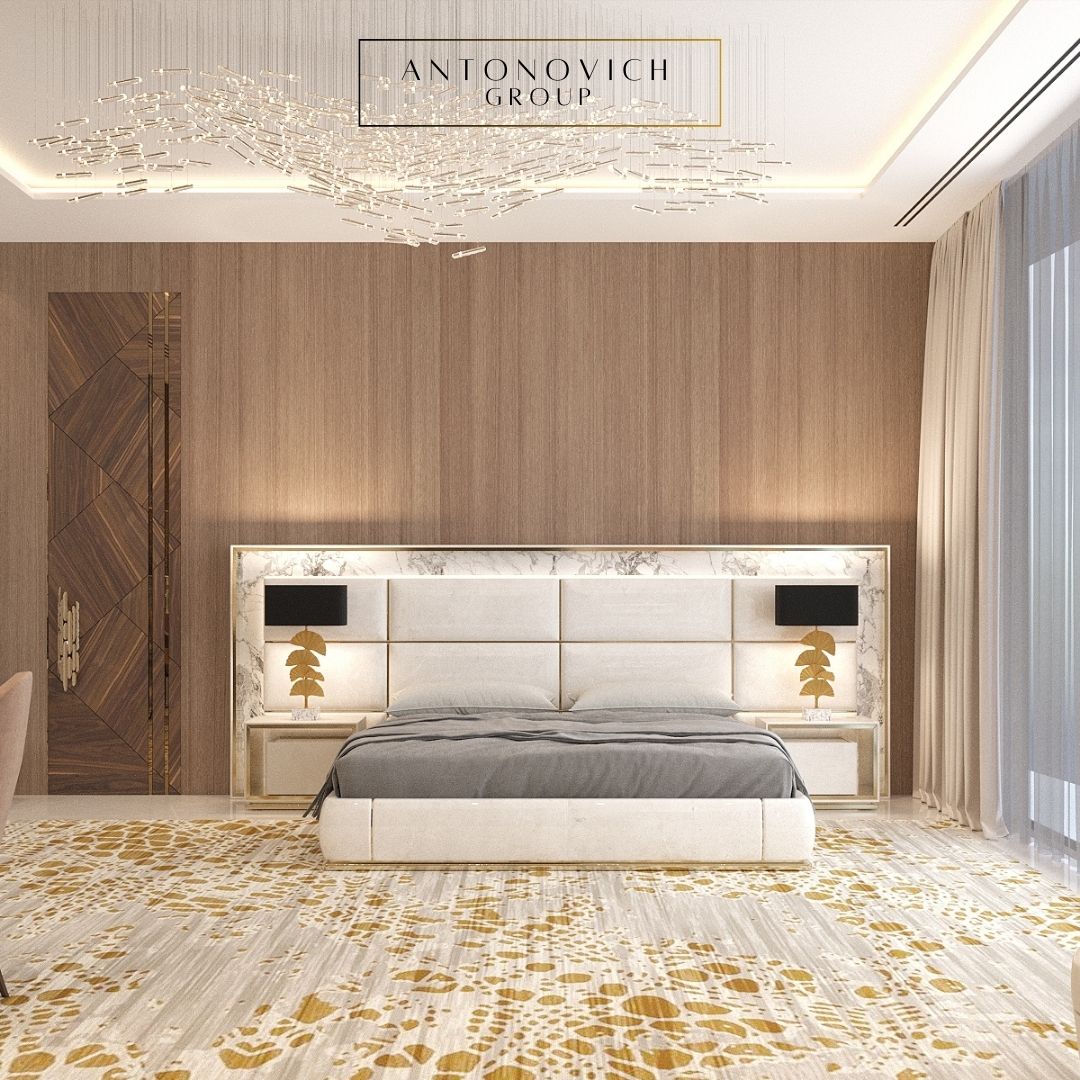 Serenity Unleashed: Antonovich Group's Spacious Bedroom Interior Design ...