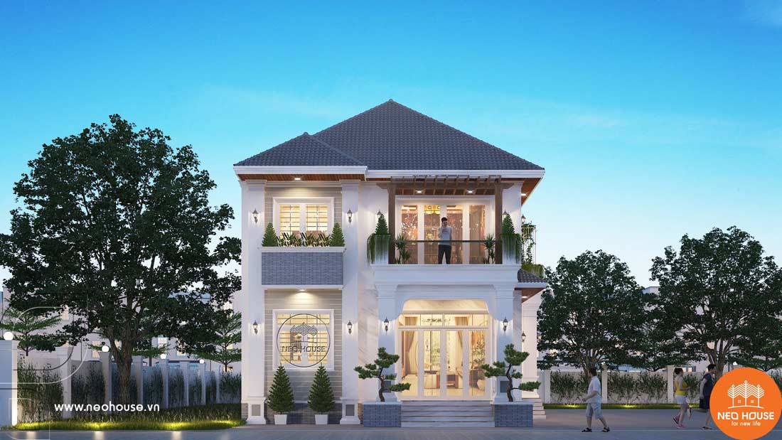 Mẫu thiết kế biệt thự 2 tầng mái thái 135m2 đẹp sang trọng by NEOHouse ...