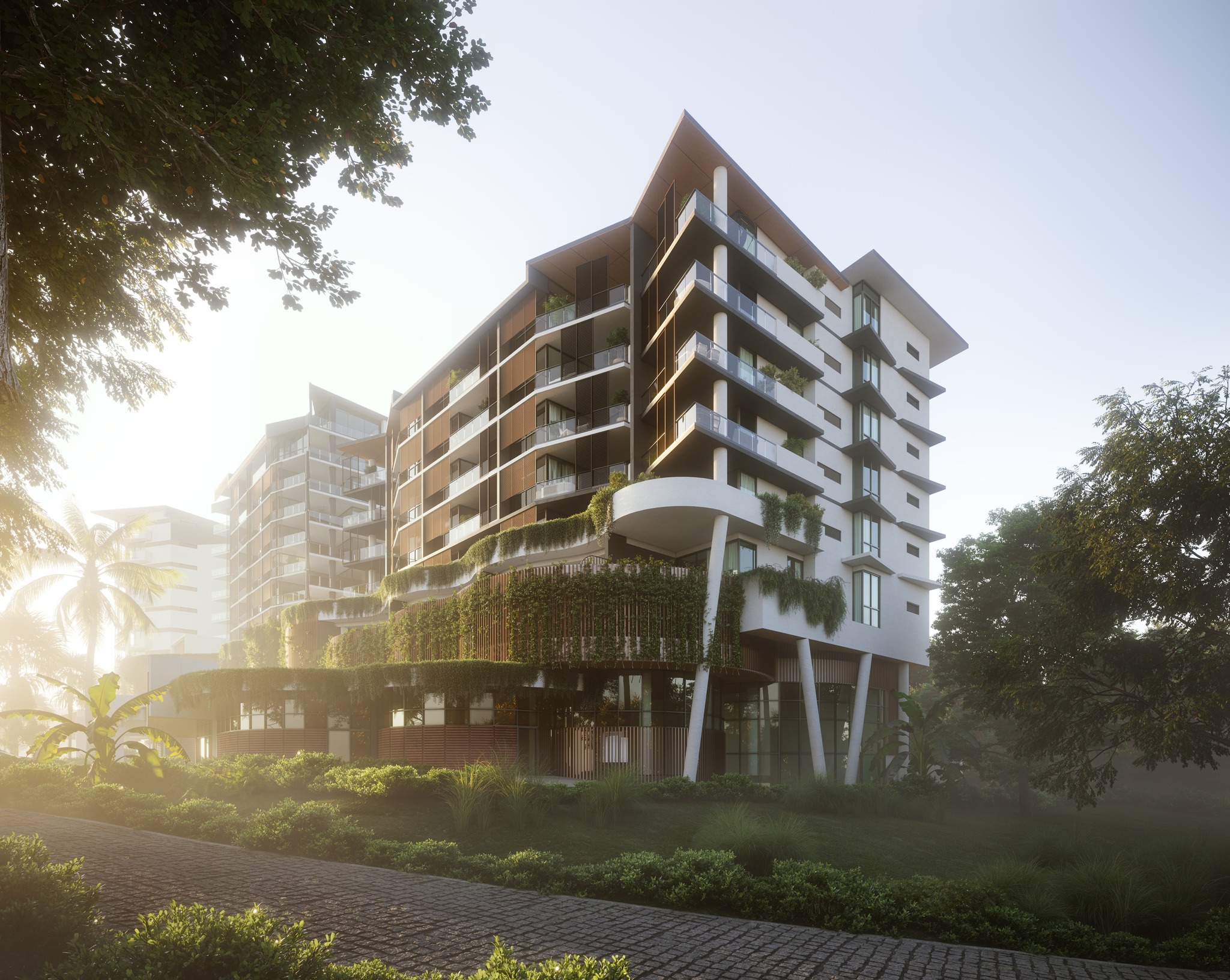 Exterior visualization of an integrated-use building by Render Vision ...