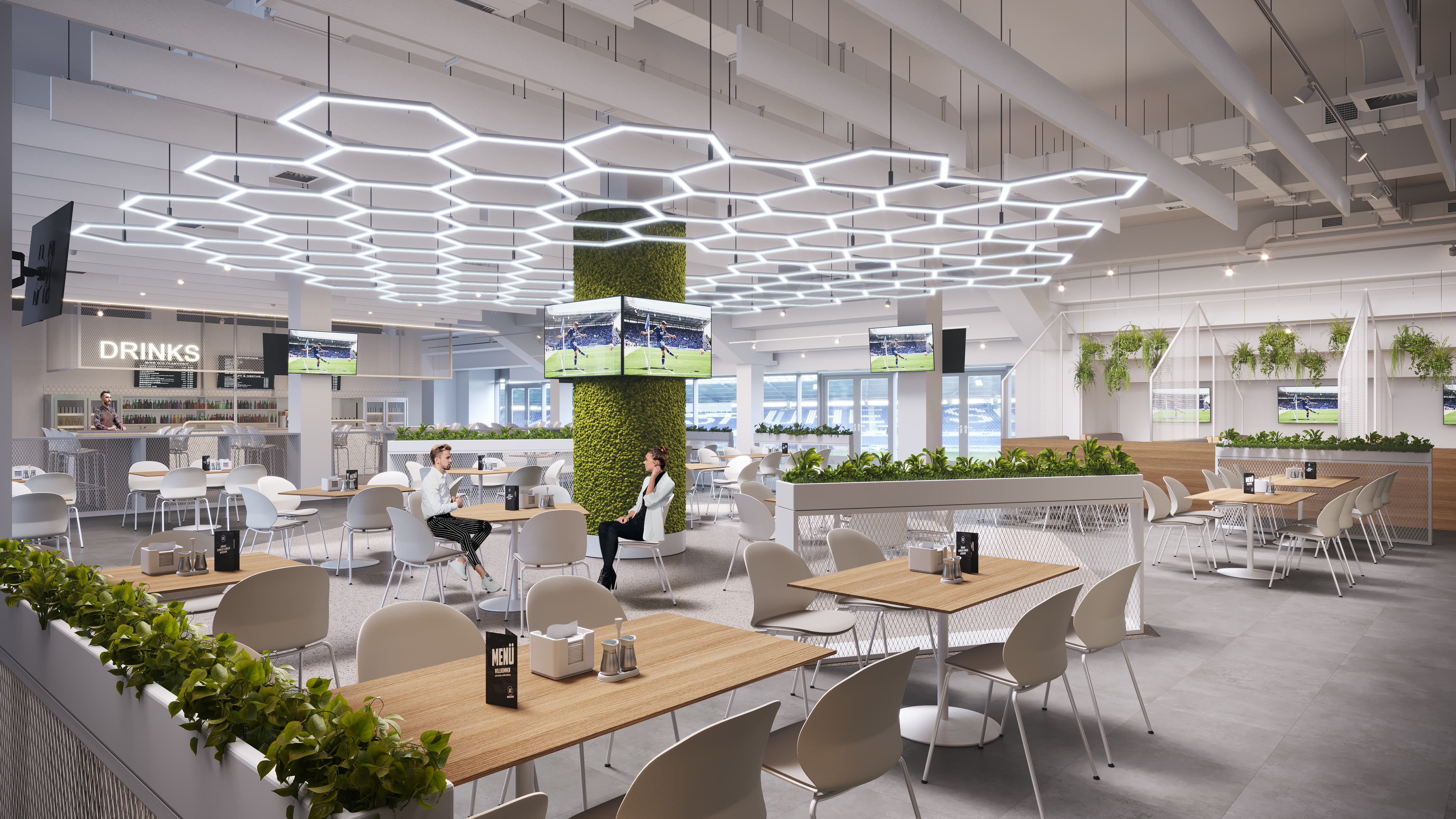 Interior visualization of the Greenroom in the new Karlsruhe stadium by ...