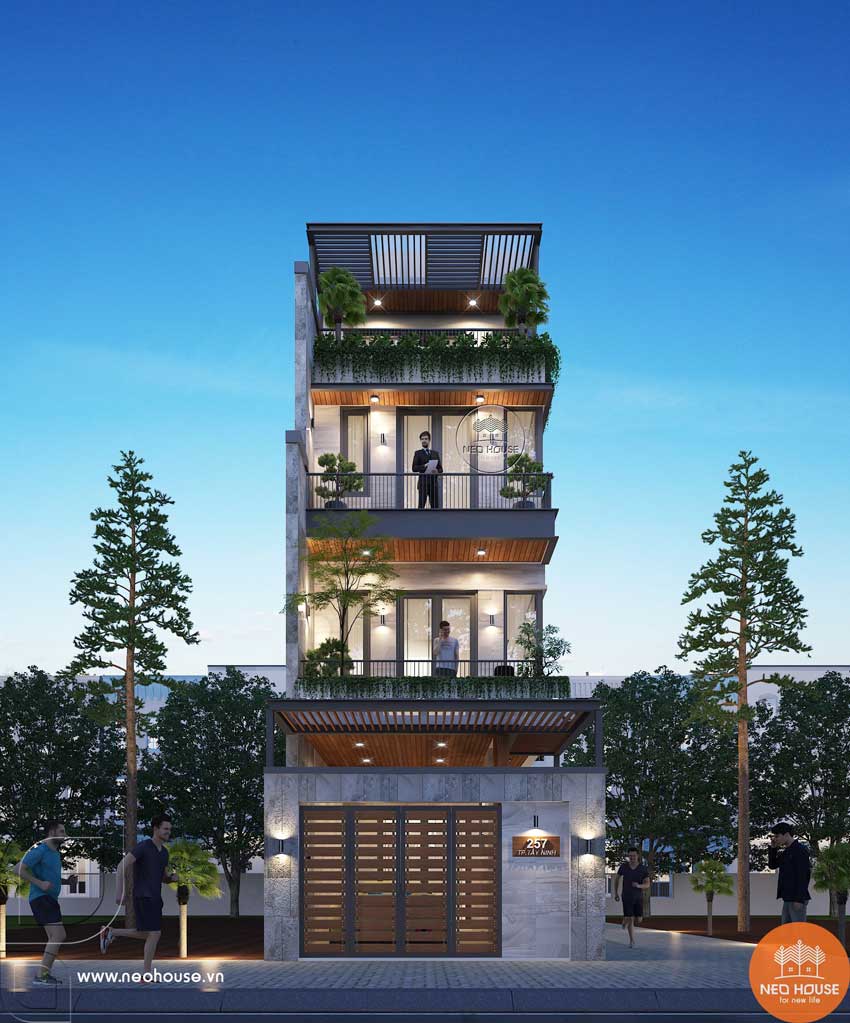 Mẫu nhà phố 3 tầng 1 tum 4x20m 3 phòng ngủ hiện đại tại Bình Dương by ...