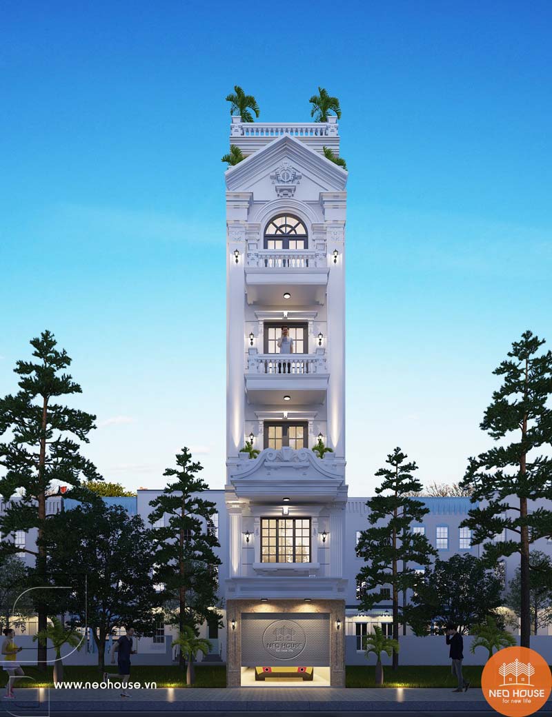 Mẫu nhà phố 5 tầng 1 tum tân cổ điển 5 phòng ngủ tại Hà Nội by NEOHouse ...