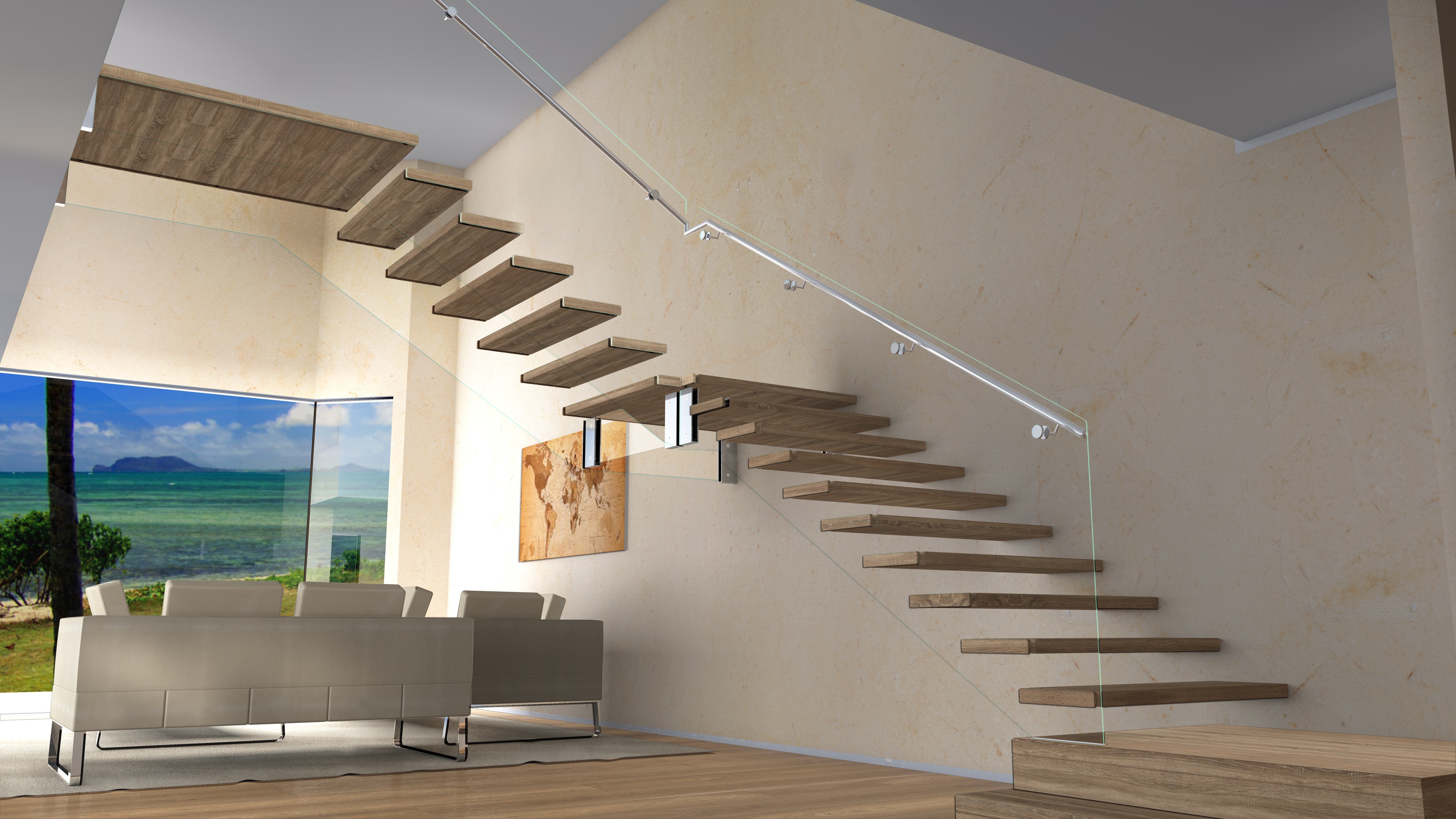 Modern staircase for Wailea Point by sillertreppen by Siller Stairs ...