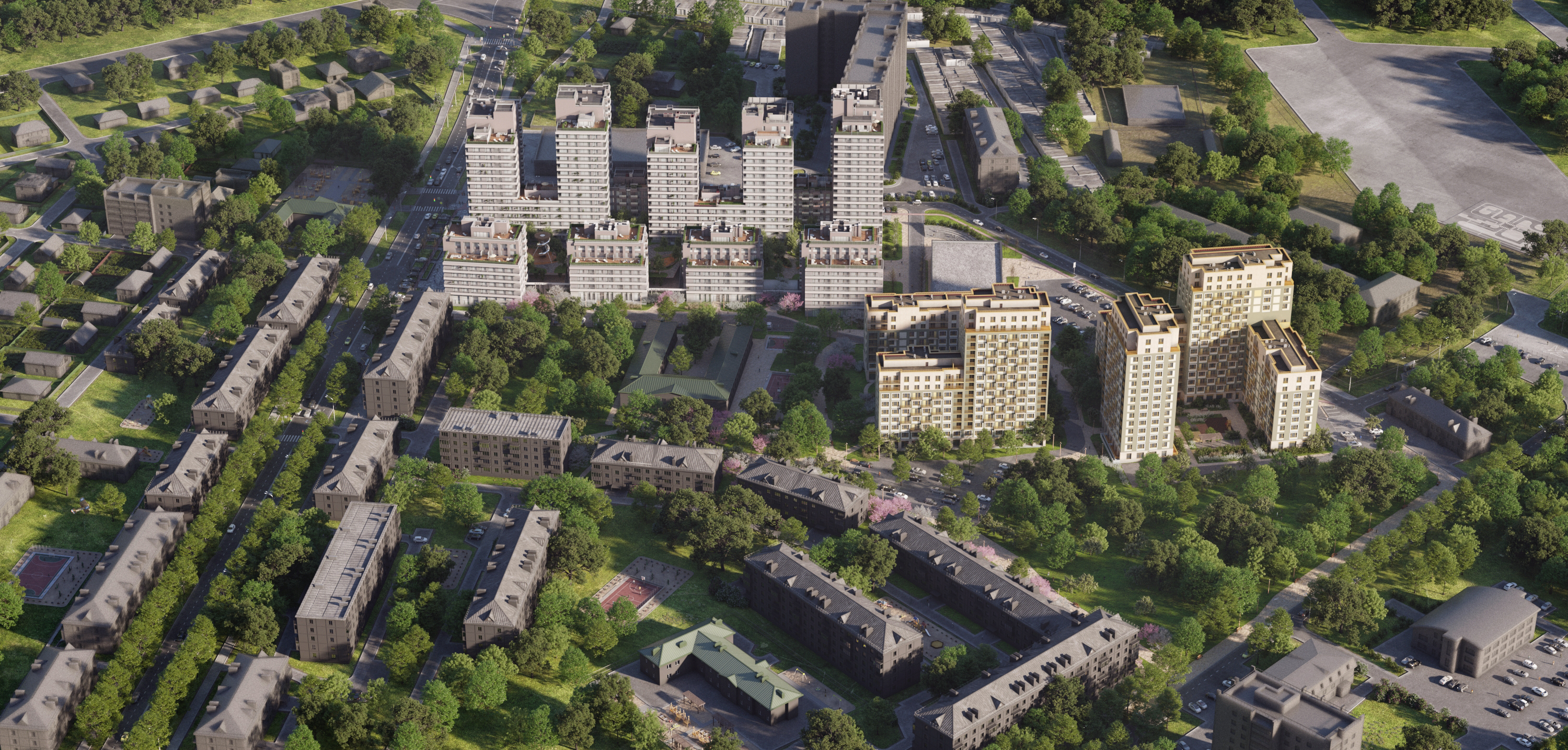 Aviator: a quarter on the site of the city airport by Brusnika - Architizer