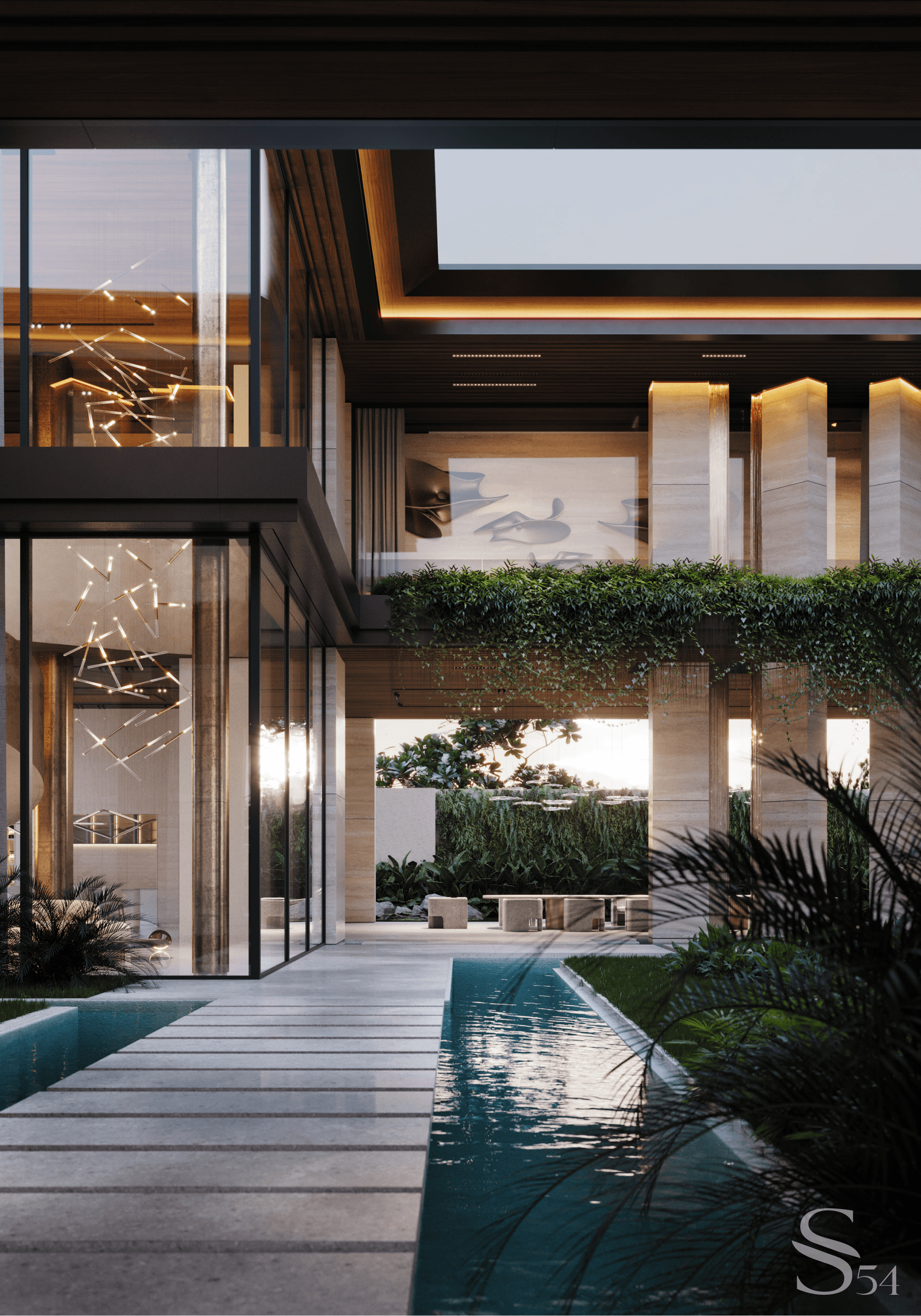 Architectural project of a villa in Abu-Dhabi with an open-air movie ...