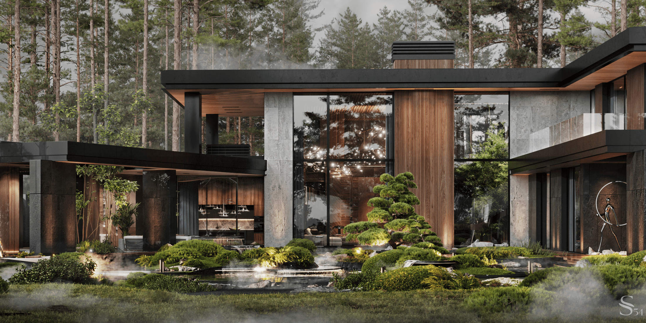 Architectural project of a house and landscape design of a plot in ...