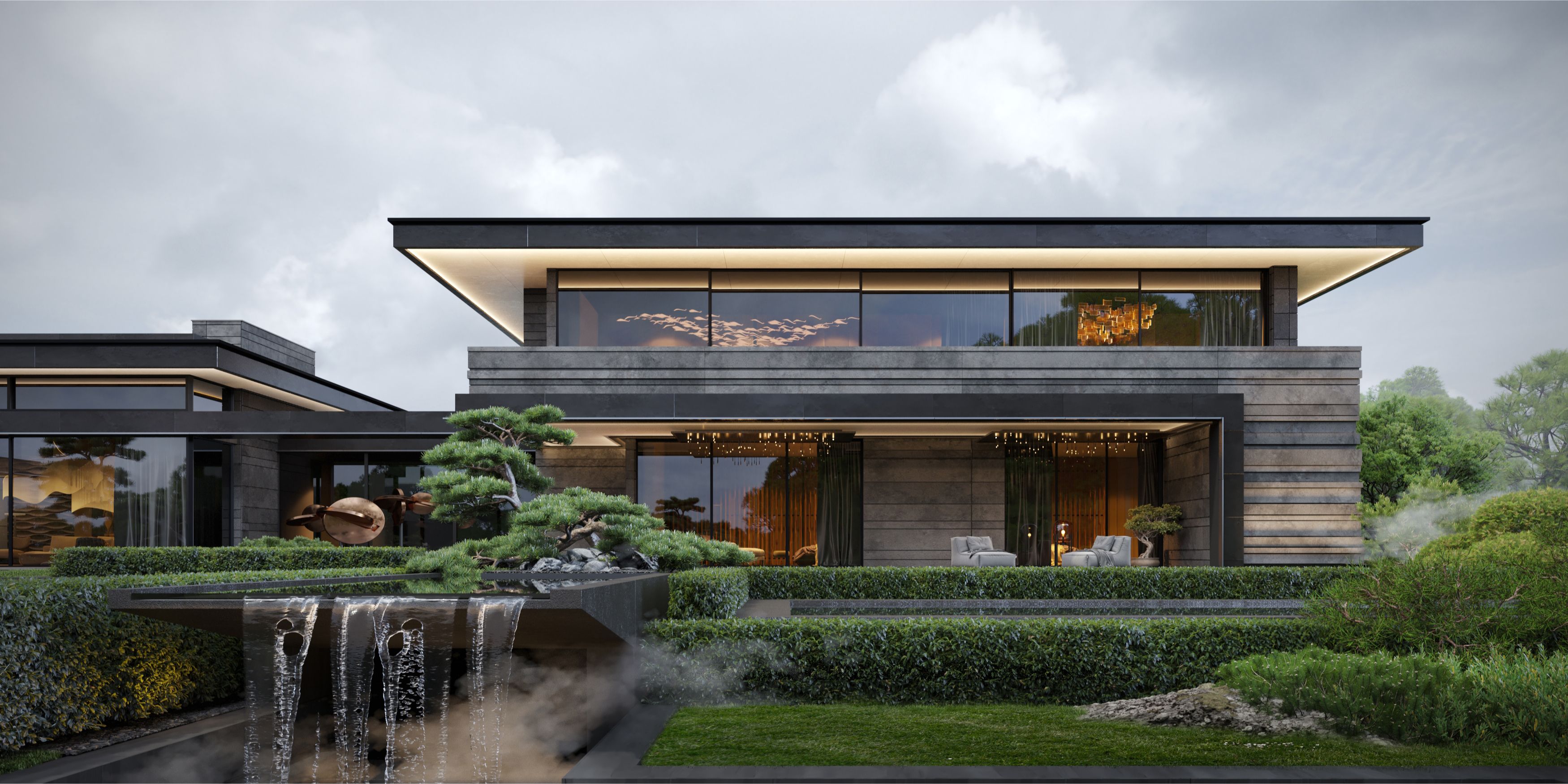 Architectural project of a country house with landscape design by ...