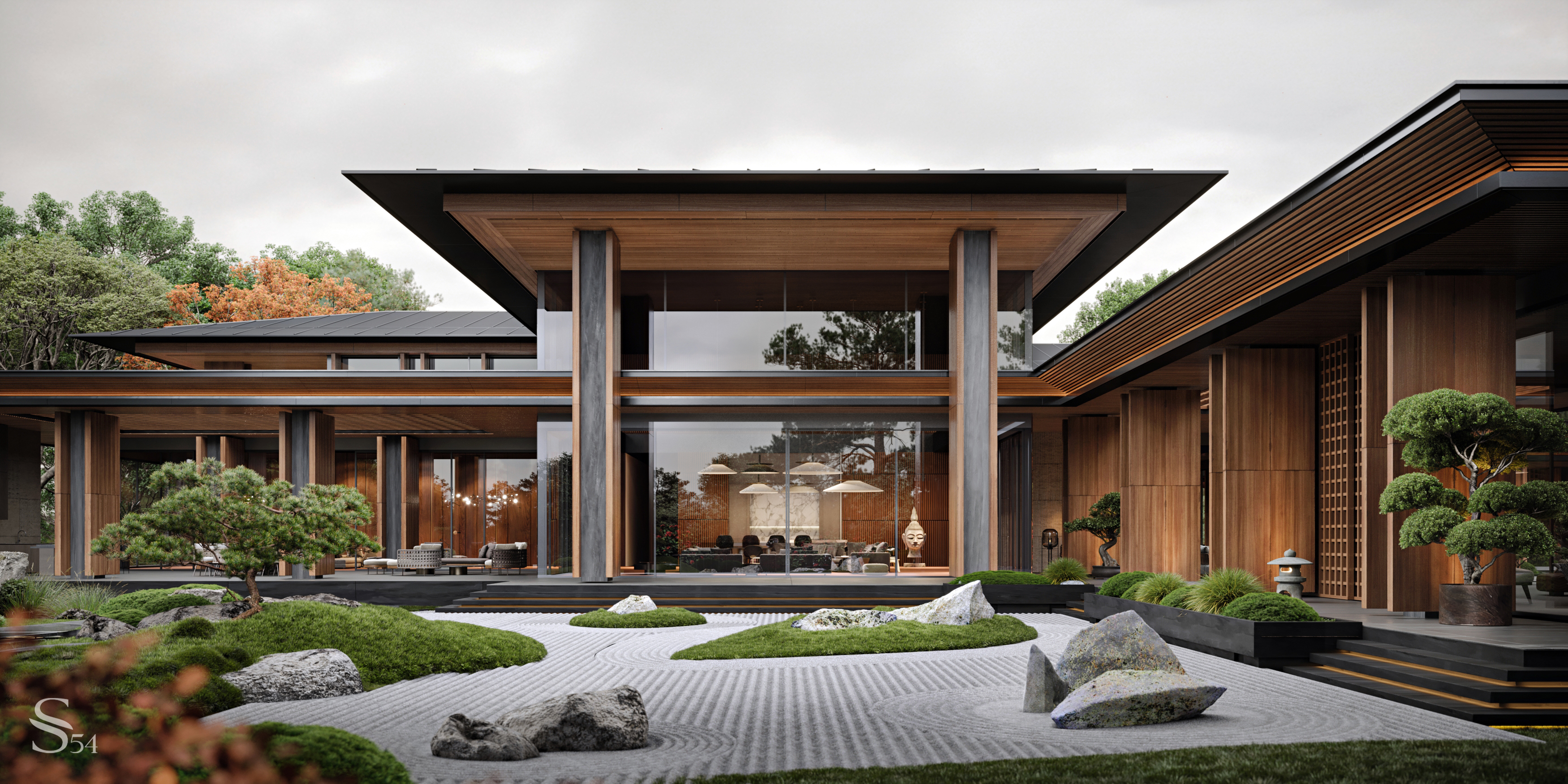 Architectural project of a designer villa in Japanese style by Studia ...