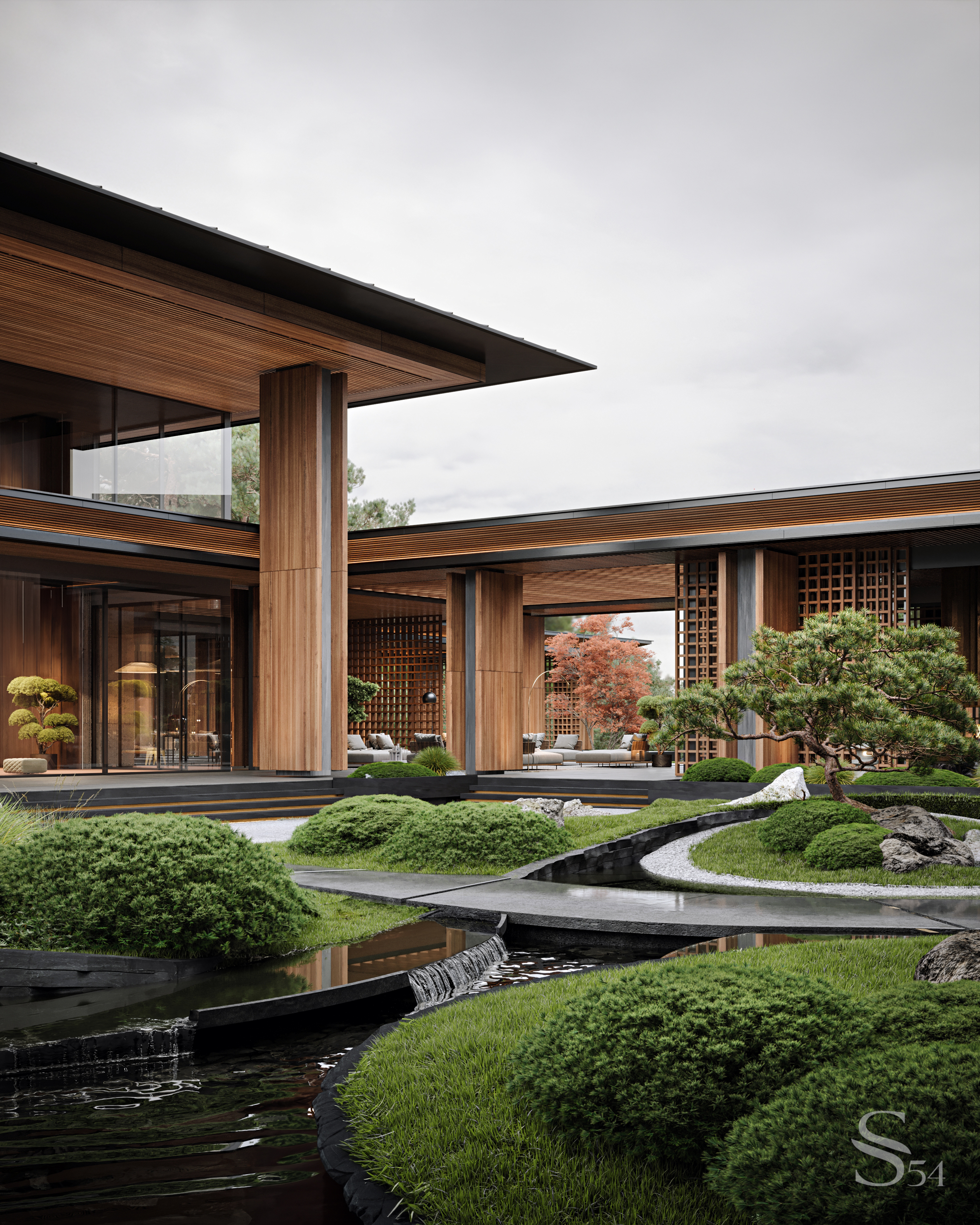 Architectural project of a designer villa in Japanese style by Studia ...