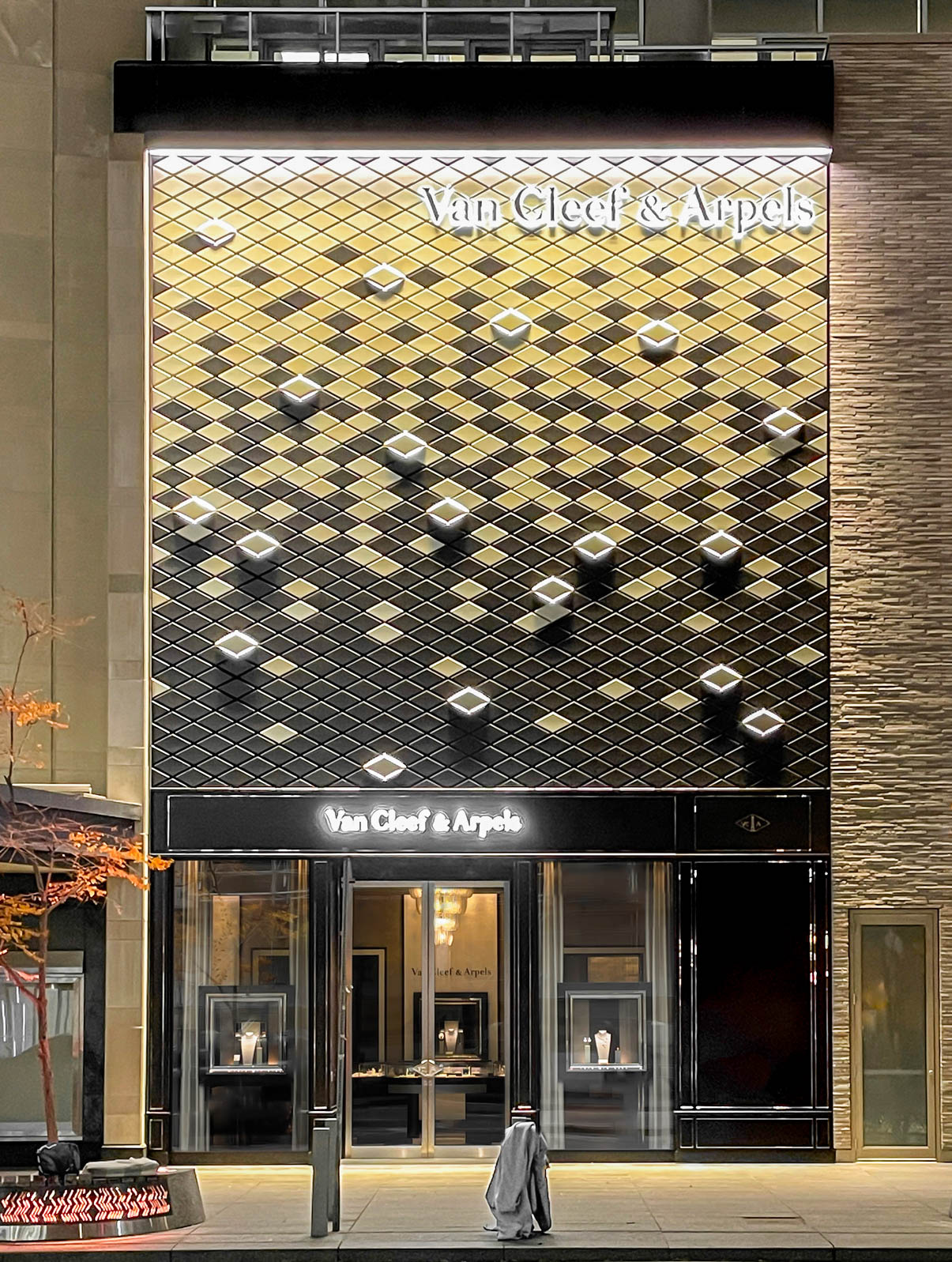Storefront with Back-Lit Cast-Aluminum Diamond Tiles by Nicholas Jay ...