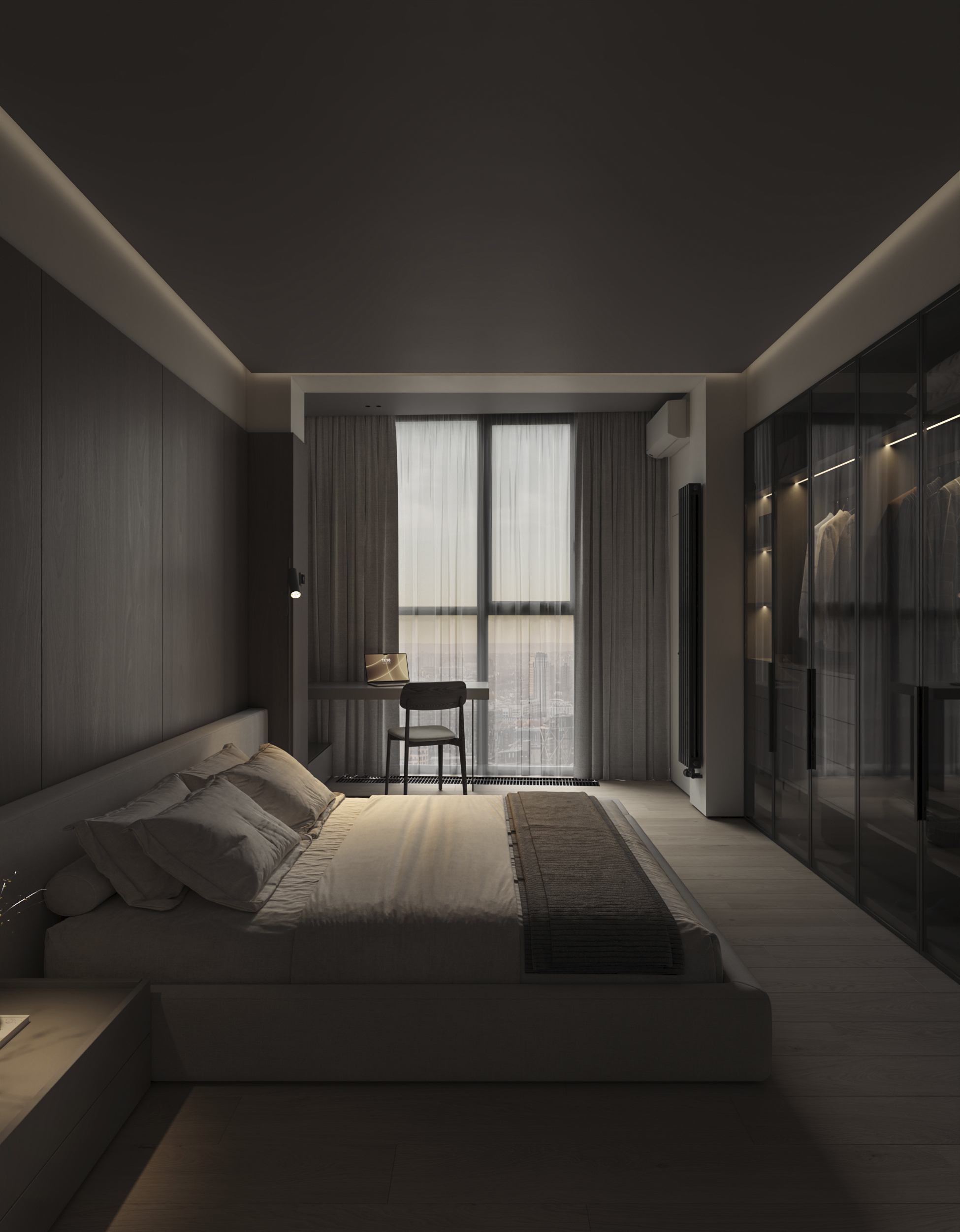 Apartment complex Event, bedroom by AMB render - Architizer