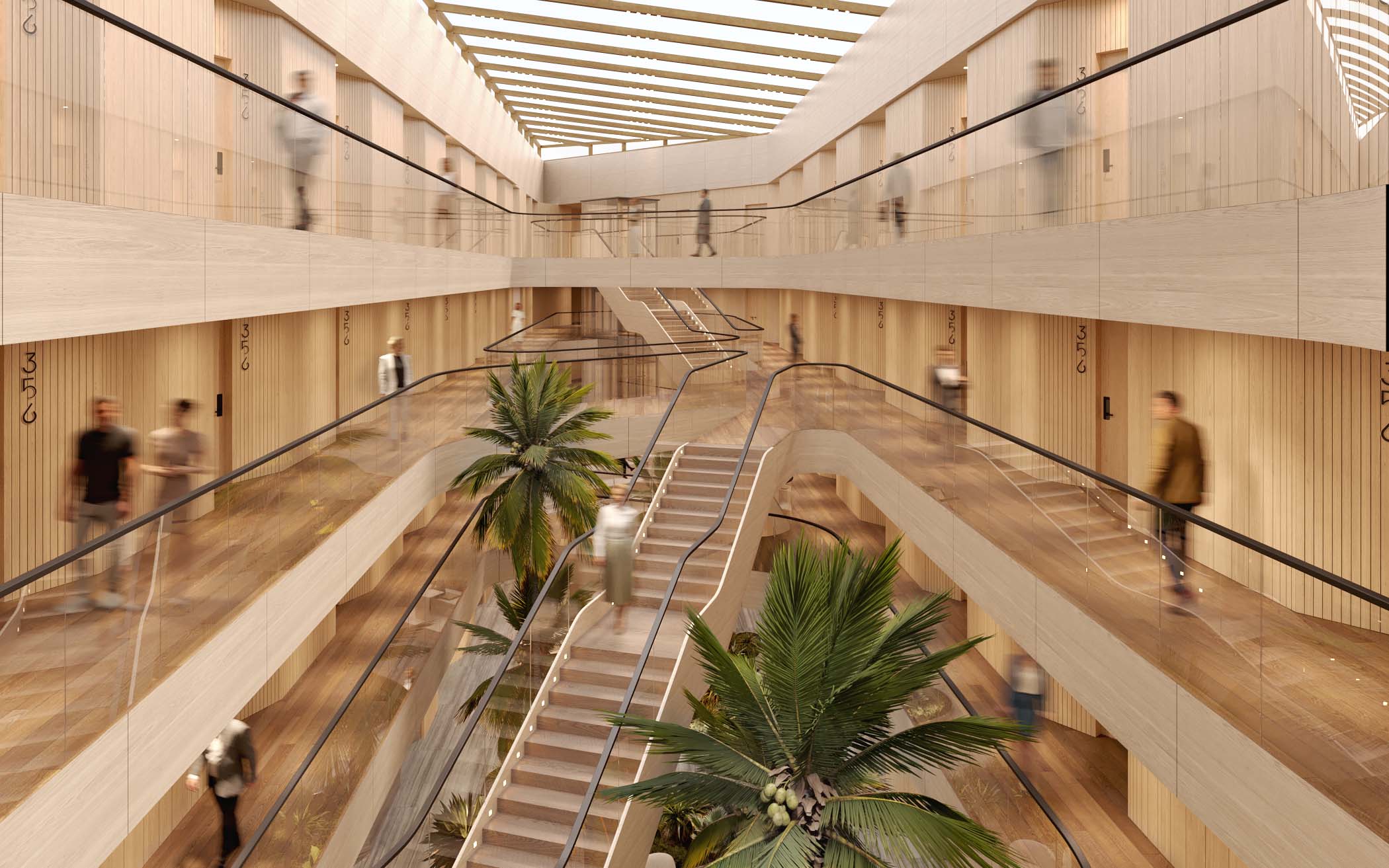 Interiors of the atrium of the LVRU hotel complex by Asadov Architectural Studio - Architizer
