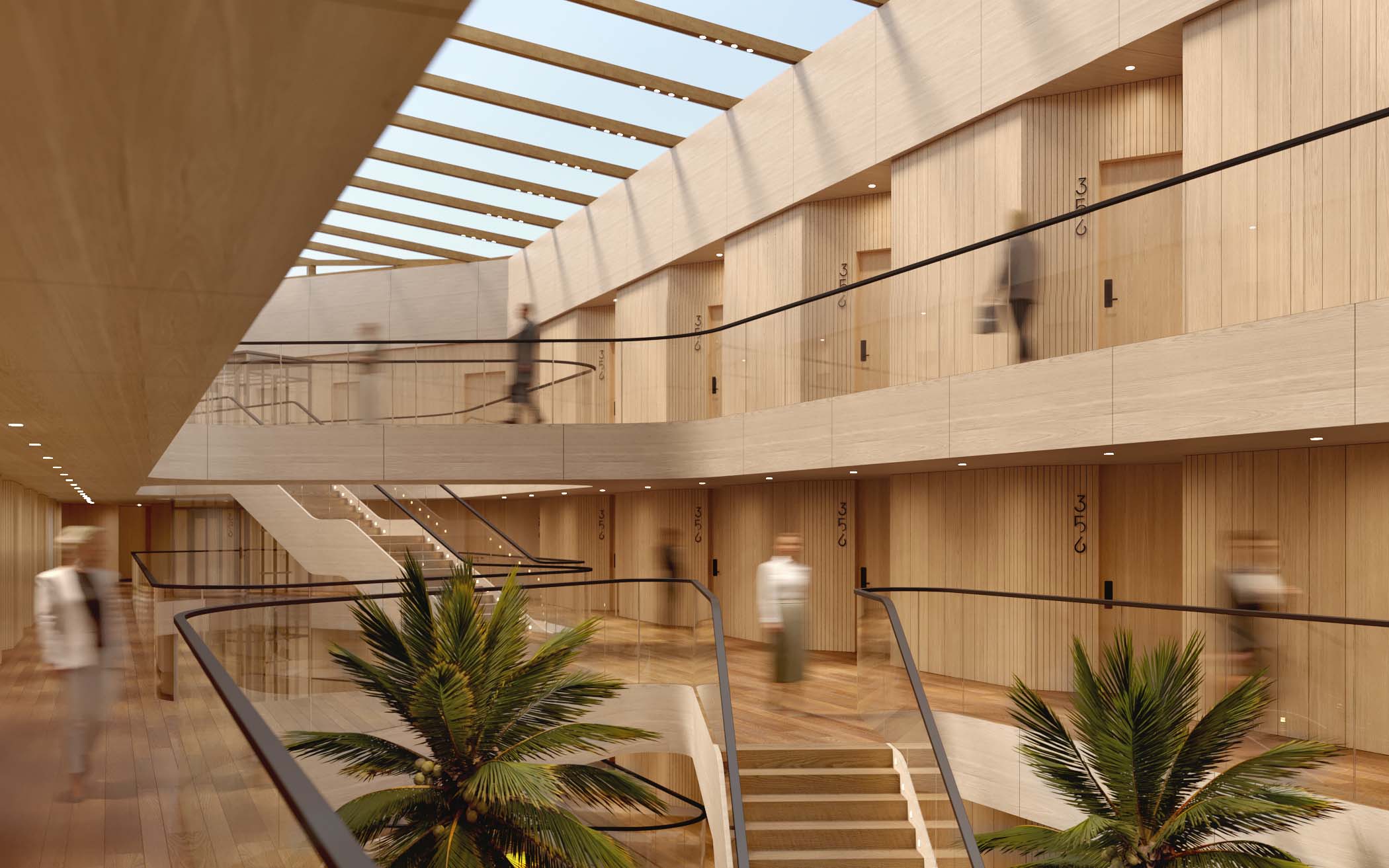 Interiors of the atrium of the LVRU hotel complex by Asadov ...