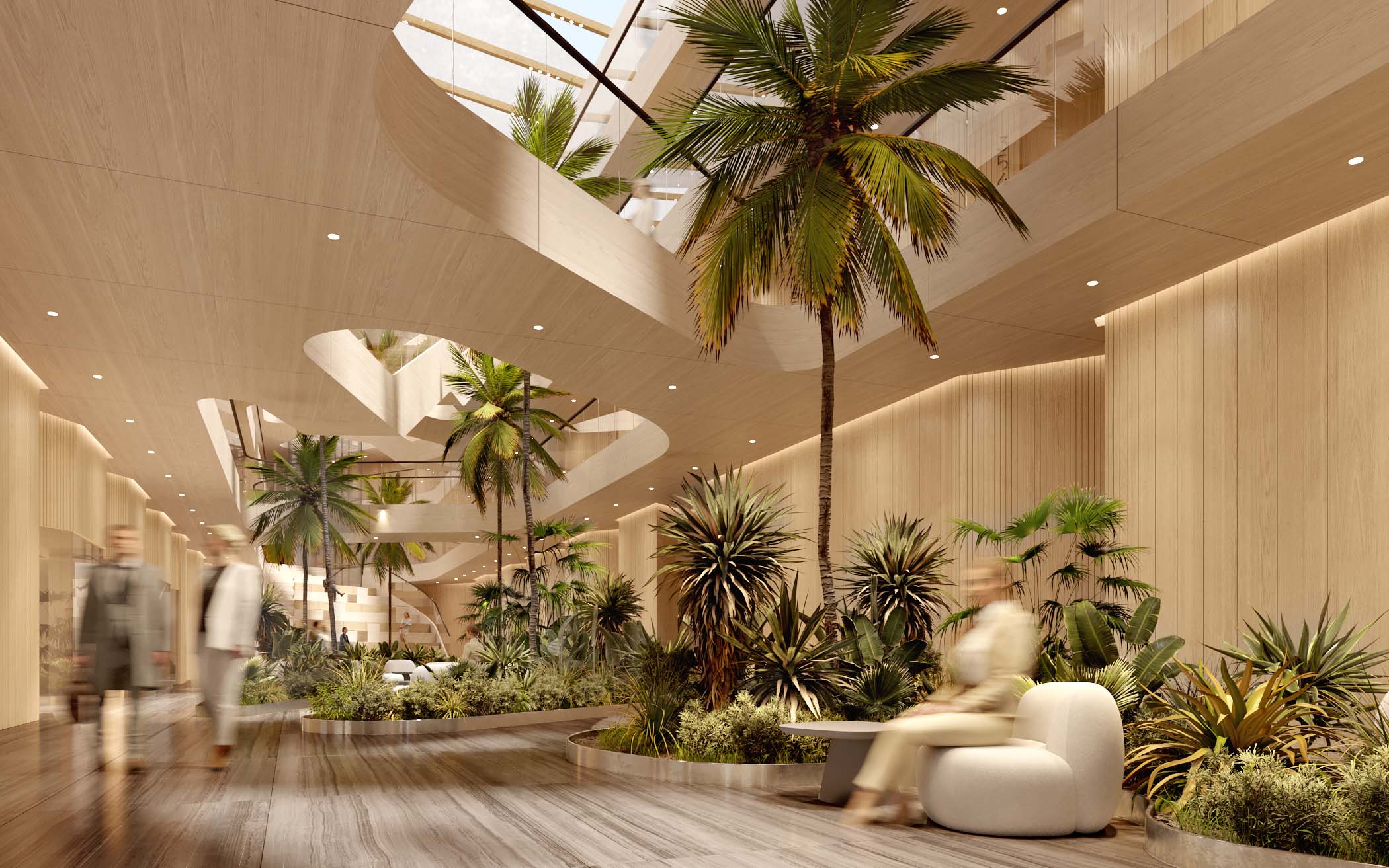 Interiors of the atrium of the LVRU hotel complex by Asadov ...