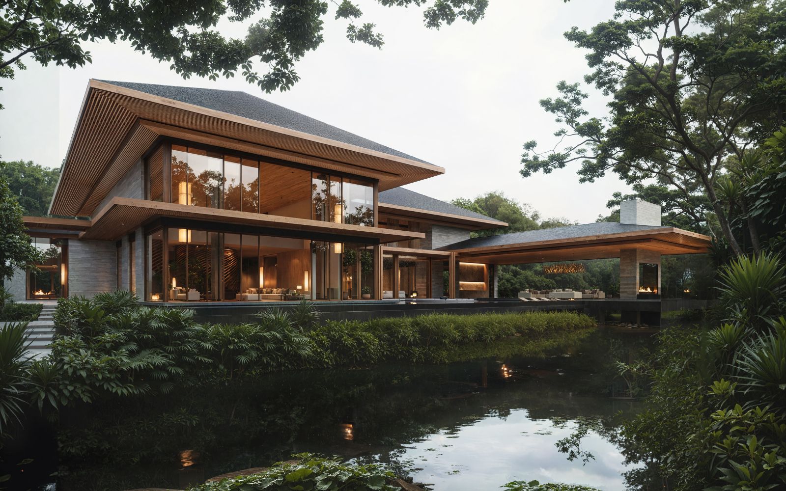 Architectural design of a luxury villa in India with a private pond by ...