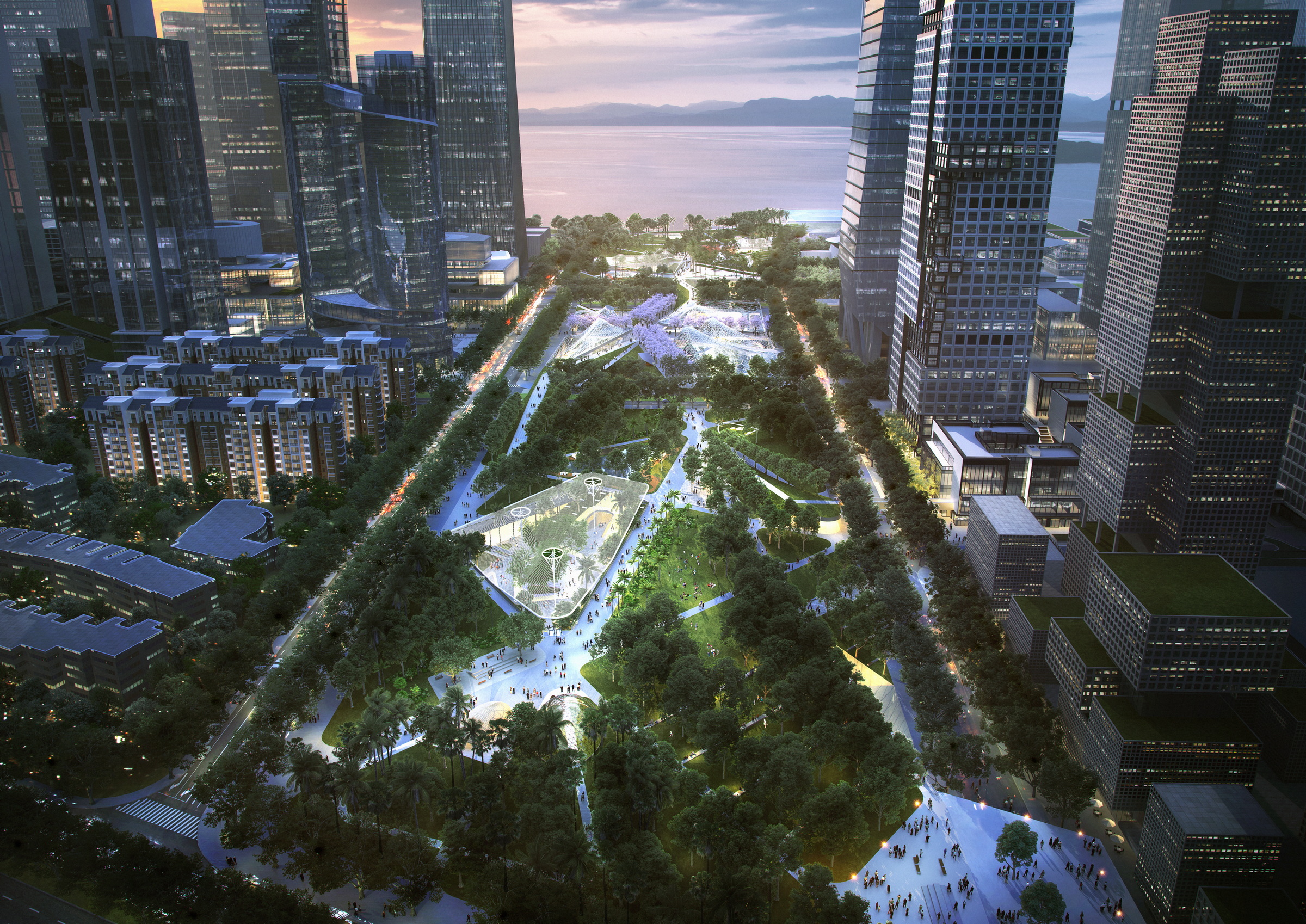 The central green axis of the Shenzhen Super General by YEF STUDIO ...